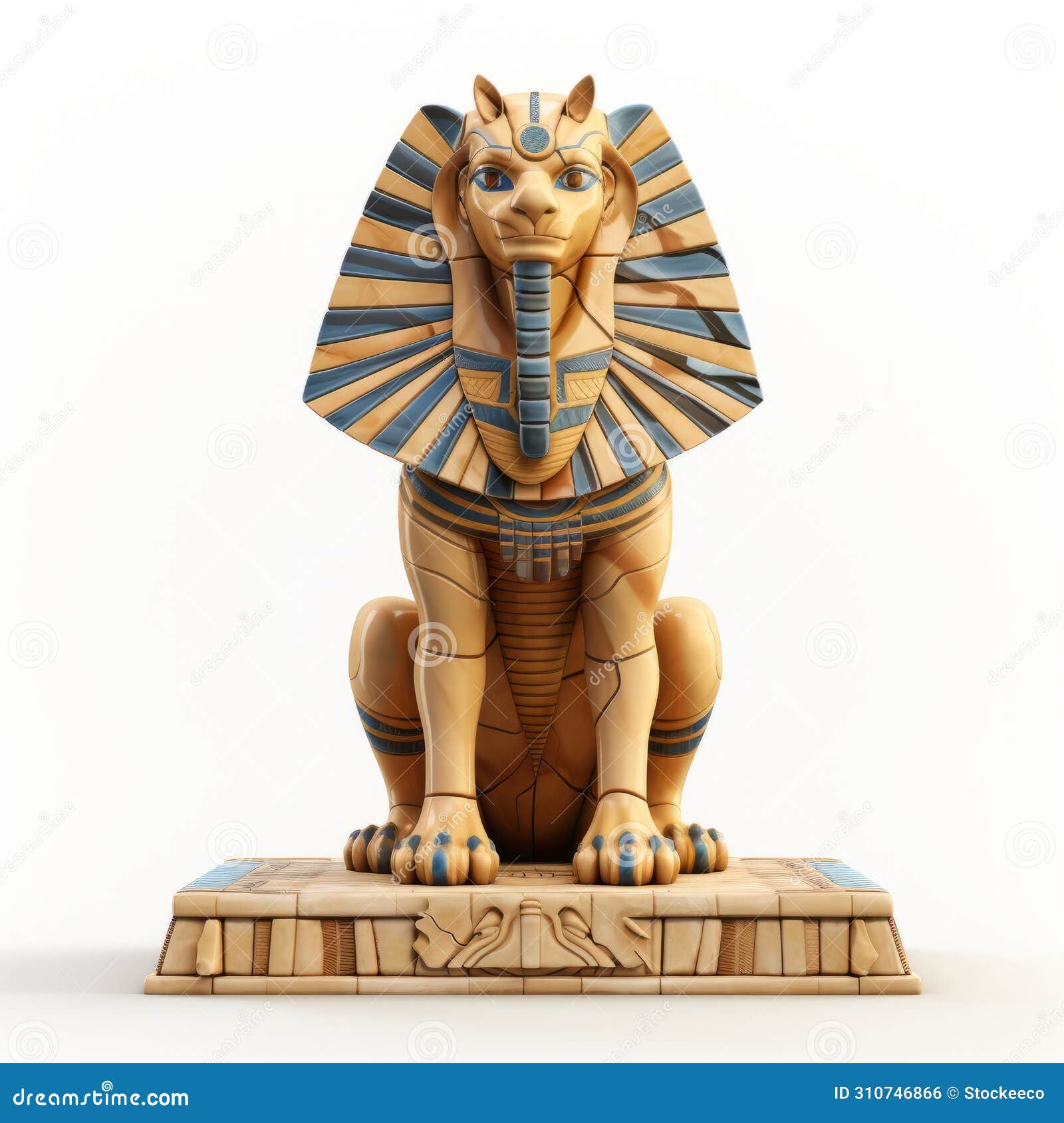 3d Cel Shaded Sphinx Pose with White Background Stock Illustration ...