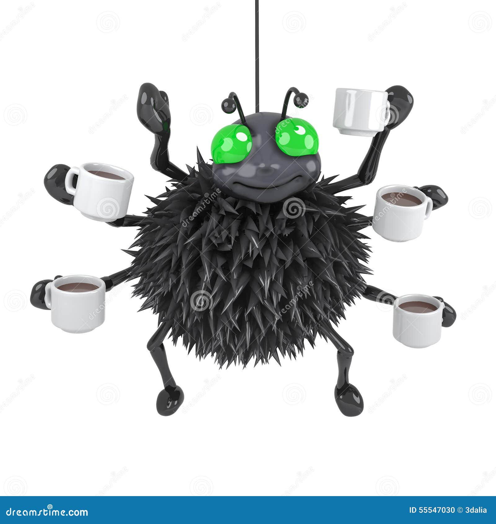 3d Spider drinks coffee stock illustration. Illustration of fear - 55547030