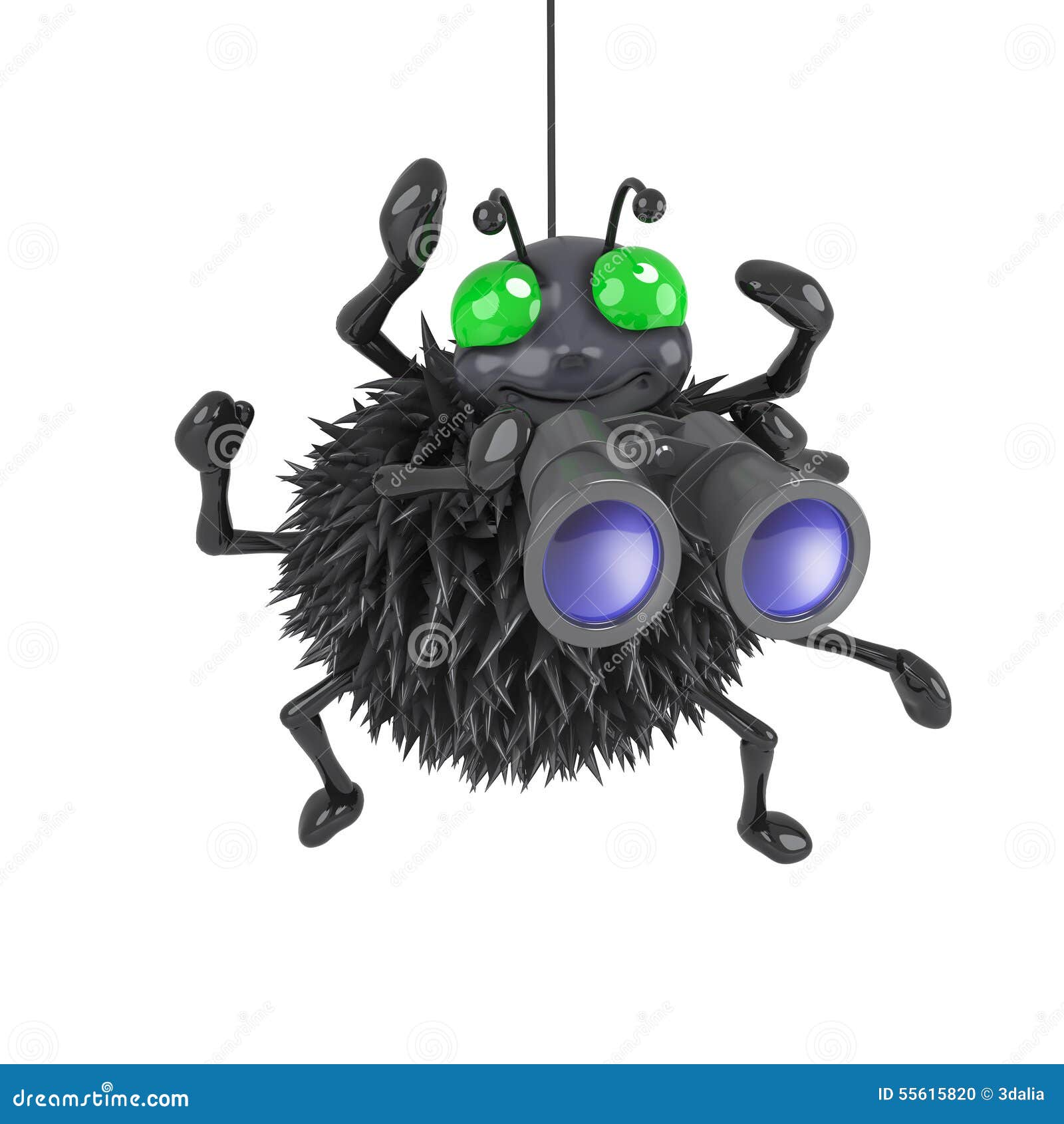 3d Spider has binoculars stock illustration. Illustration of creature ...