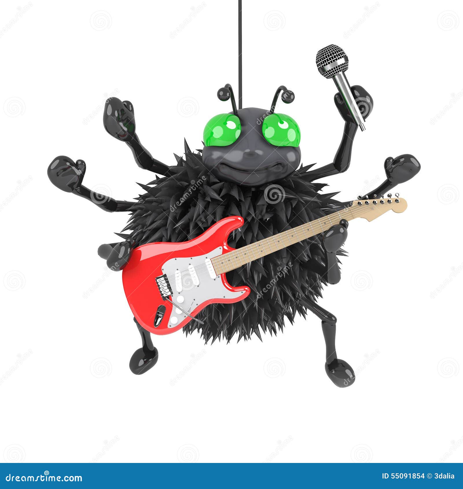 3d Spider Plays Electric Guitar Stock Illustration - Illustration of ...