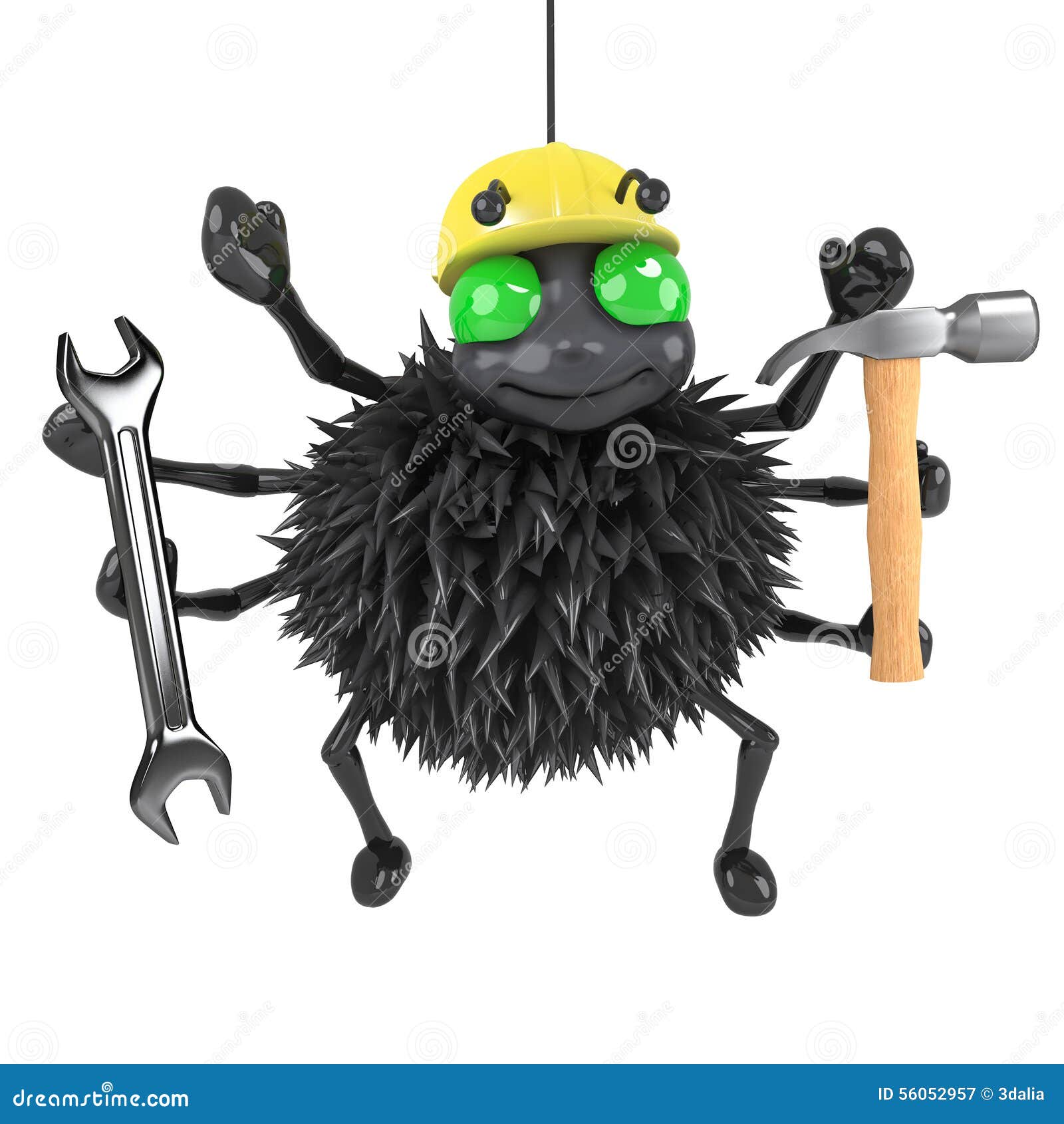 3d Spider Works in Construction Stock Illustration - Illustration of ...