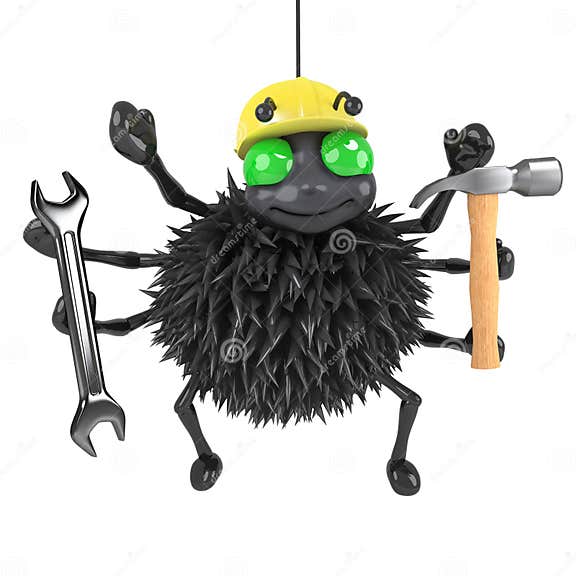 3d Spider Works in Construction Stock Illustration - Illustration of ...