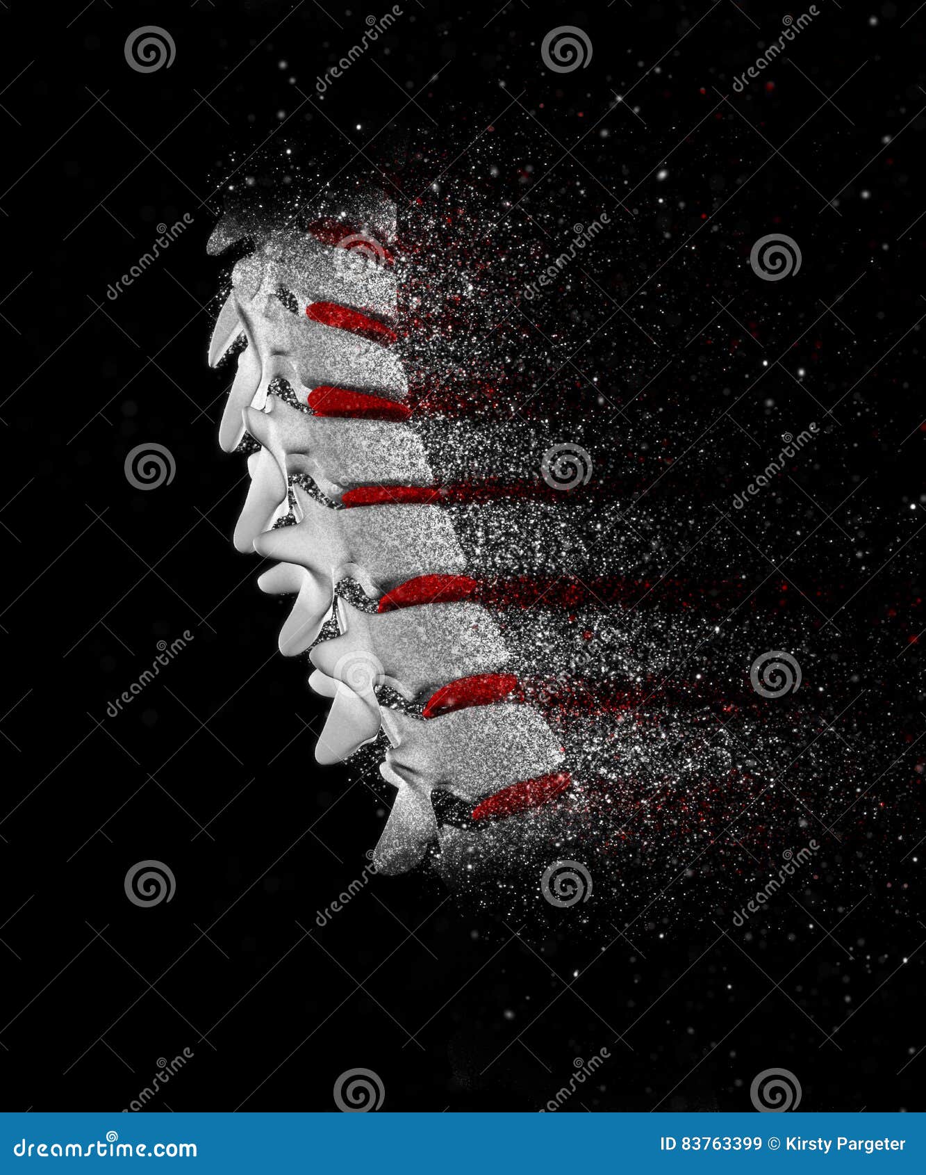 3D Spine Image with Disintegration Effect Stock Illustration ...