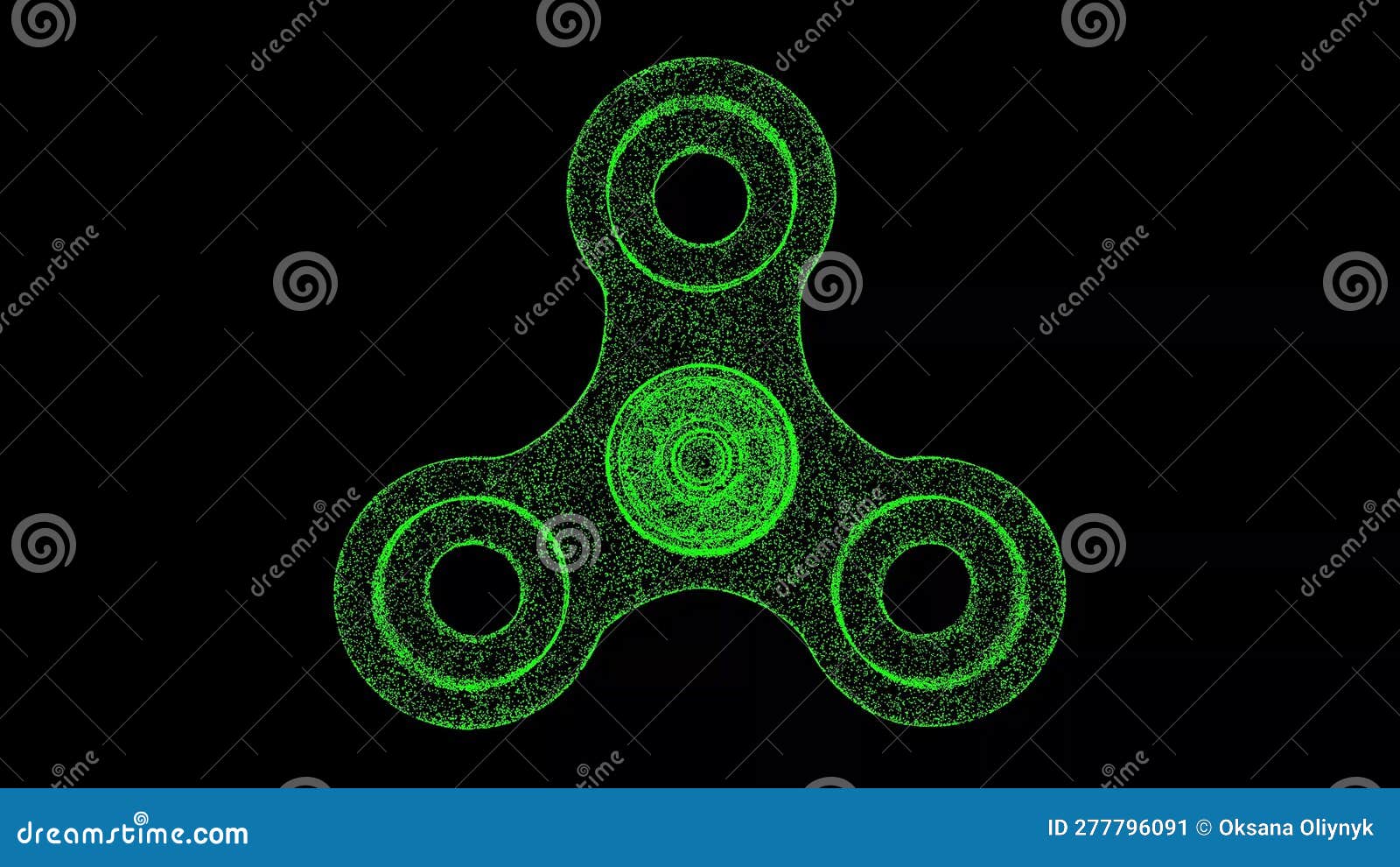 3D Spiner on Black Background. Object Made of Shimmering Particles ...