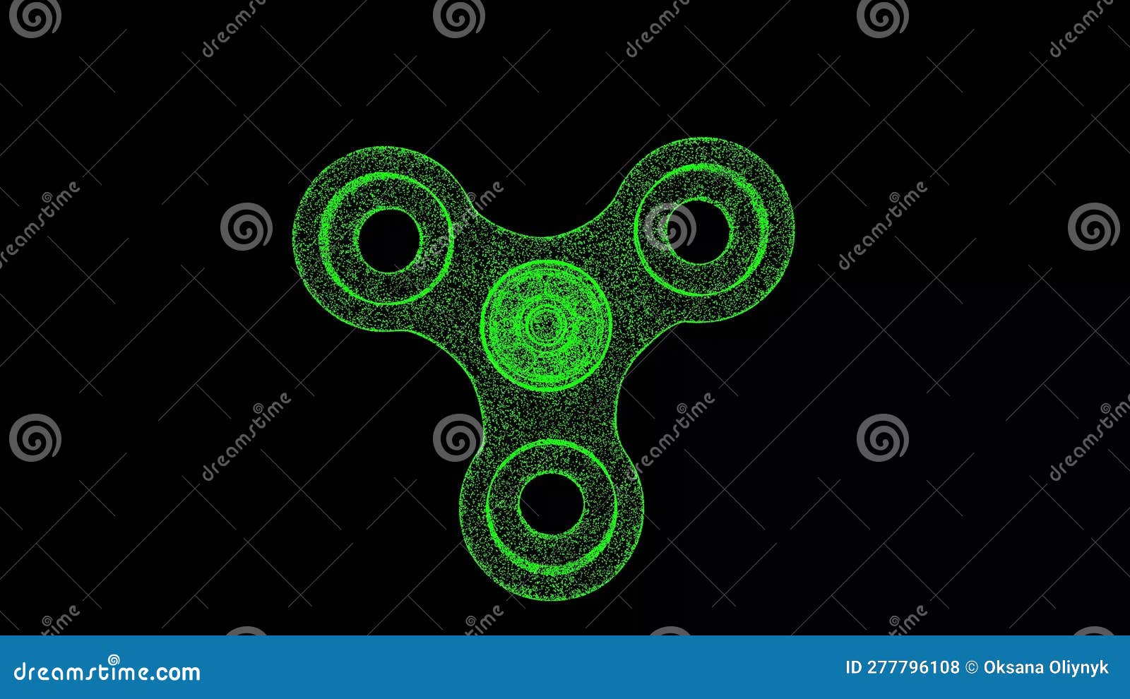 3D Spiner on Black Background. Object Made of Shimmering Particles ...