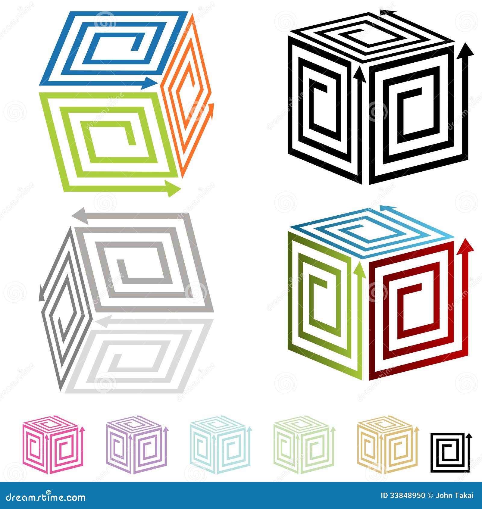 3d Spiral Arrow Boxes stock vector. Illustration of infographic - 33848950