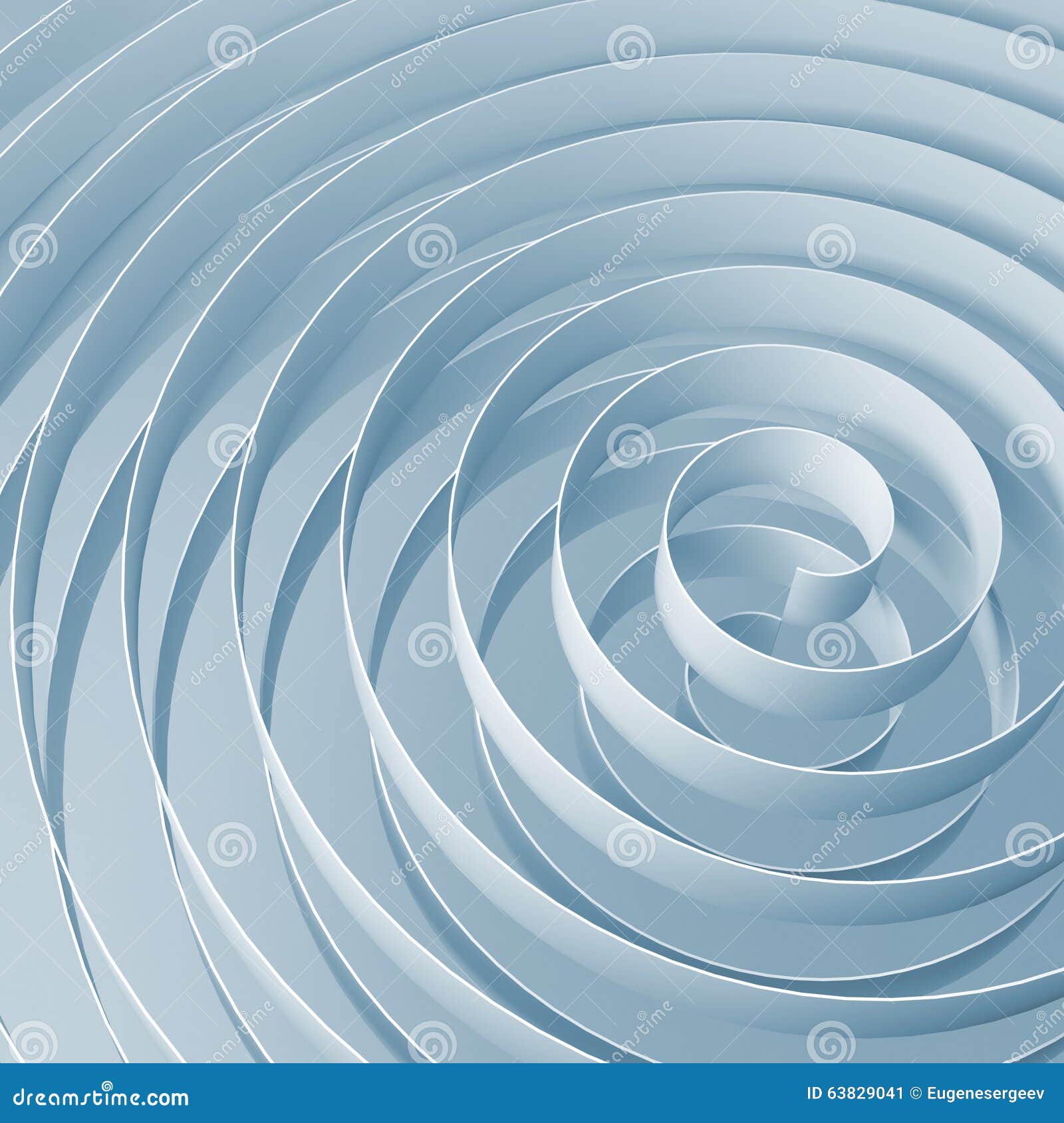3d Spirals with Soft Light Blue Shadows, Abstract Stock Illustration ...