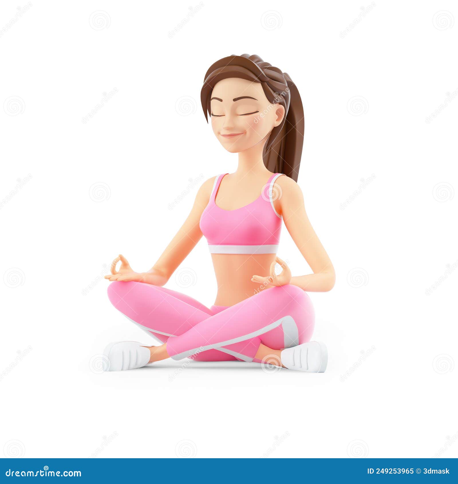 3d Sporty Woman Sitting In Lotus Position Stock Illustration