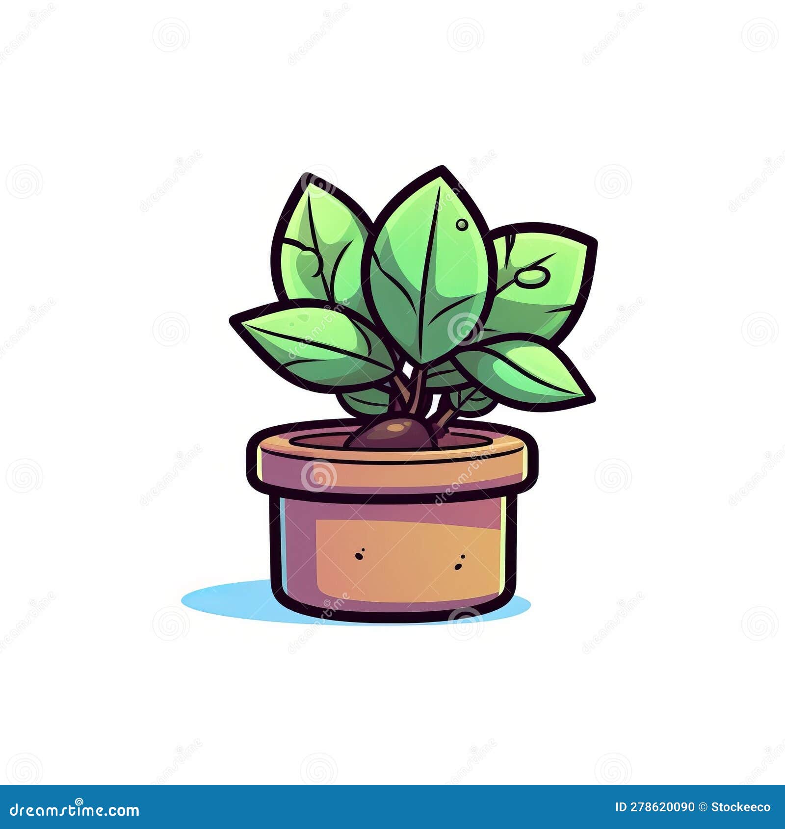 Smart Plant Pot Sprite in Comic Style Stock Illustration - Illustration ...