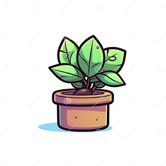Smart Plant Pot Sprite in Comic Style Stock Illustration - Illustration ...
