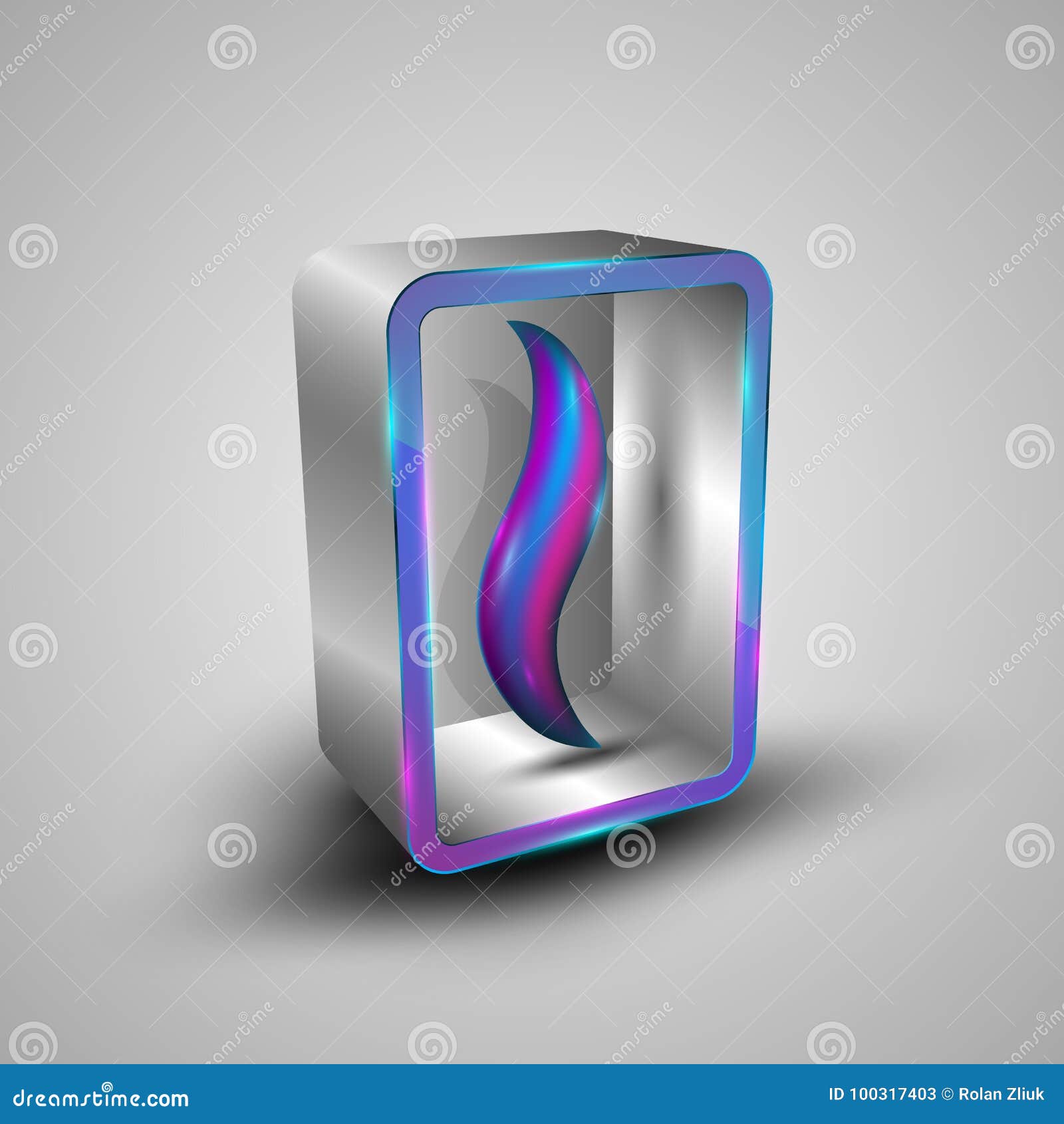 3D Square Box with Colorful Lines Stock Vector - Illustration of emblem ...