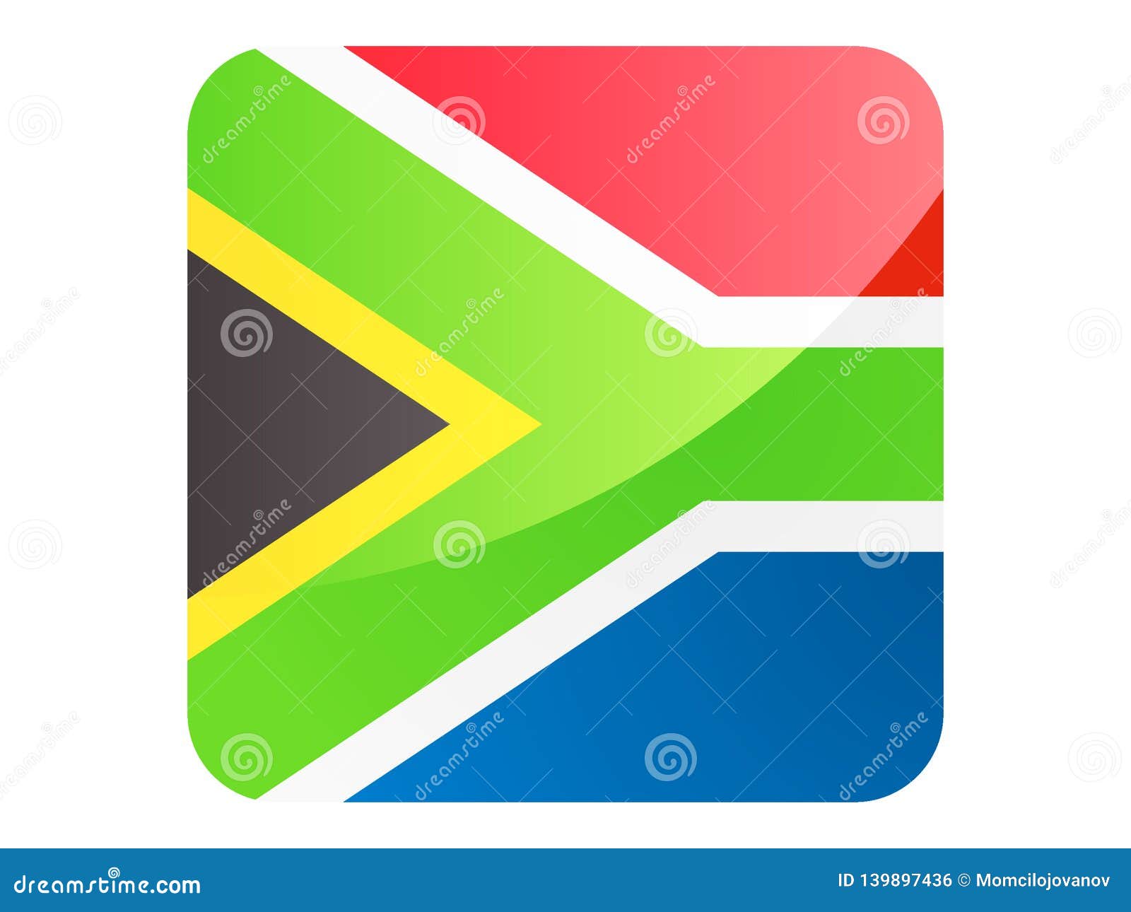 3D Square Flag of South Africa Stock Vector - Illustration of glow ...