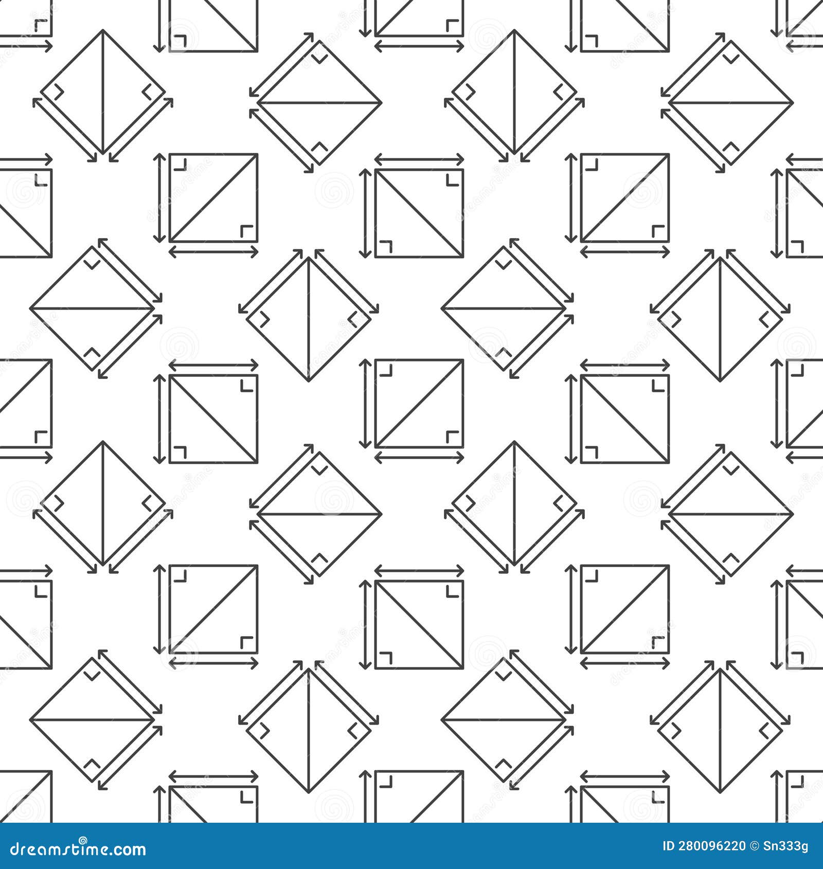 2D Square Geometric Shape Vector Mathematics Line Seamless Pattern ...