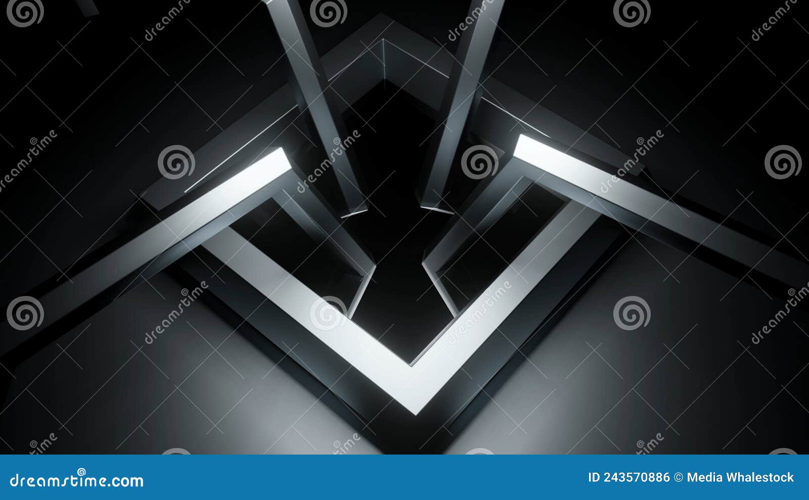 3D Square Rings Rotate in Hole. Design. 3D Installation with Square ...