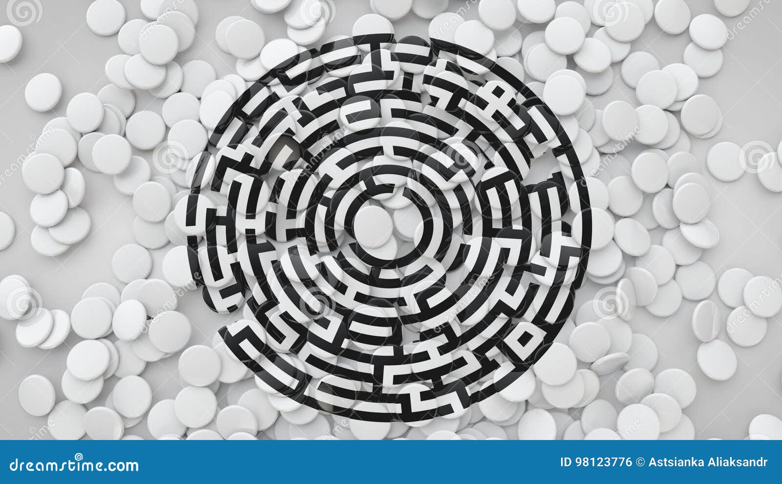 3D Square Tiles Scattered on the Floor with Labyrinth Symbol, 3D ...