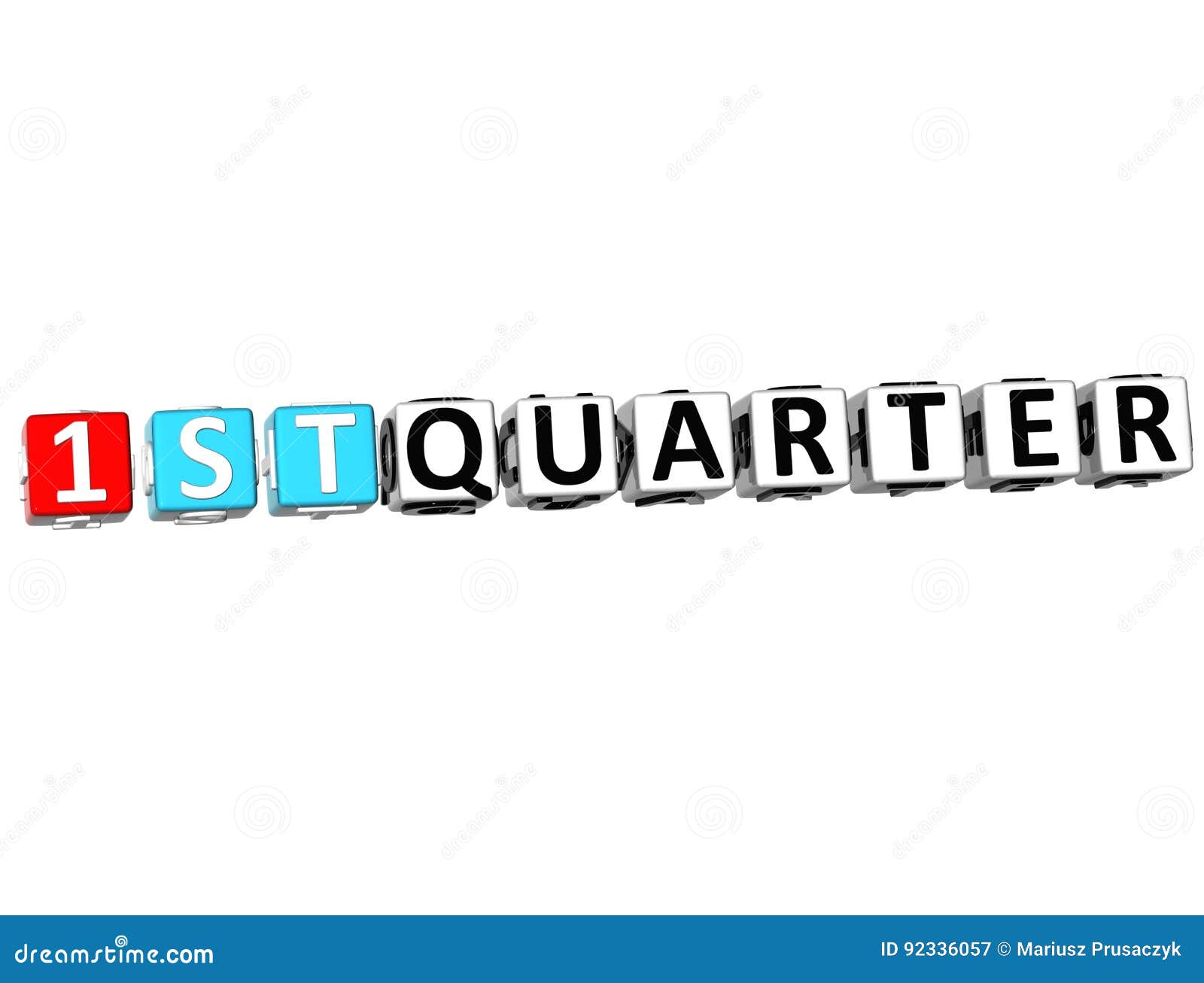 3D 1 St Quarter Cube Text stock illustration. Illustration of month ...