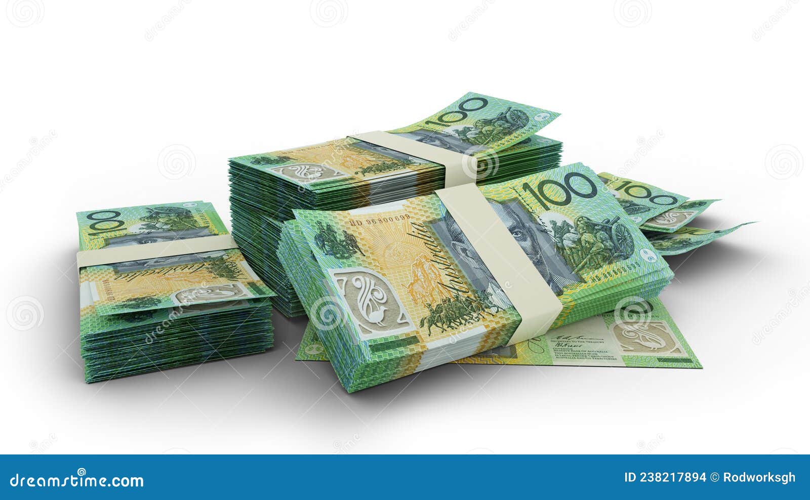 Stack of 100 Australian Dollar Notes Isolated on White Background Stock ...