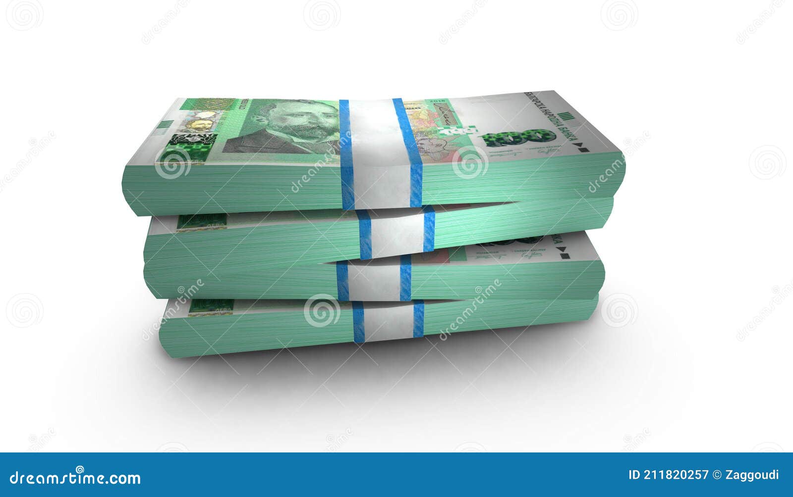 3D Stack Banknote of 00 Bulgaria Leva Money Stock Illustration ...