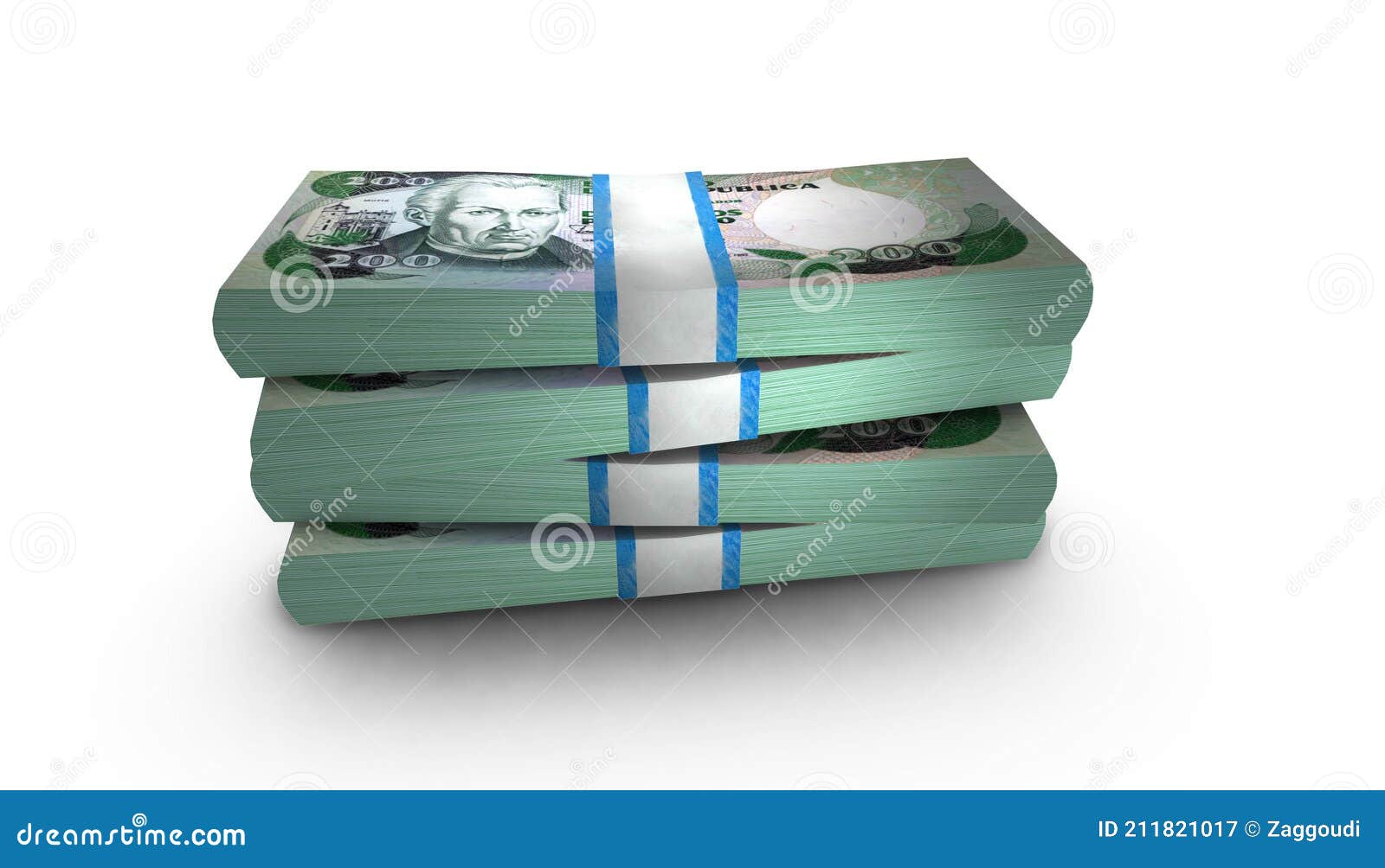 3D Stack Banknote of Colombia 200 Pesos Money Stock Illustration ...