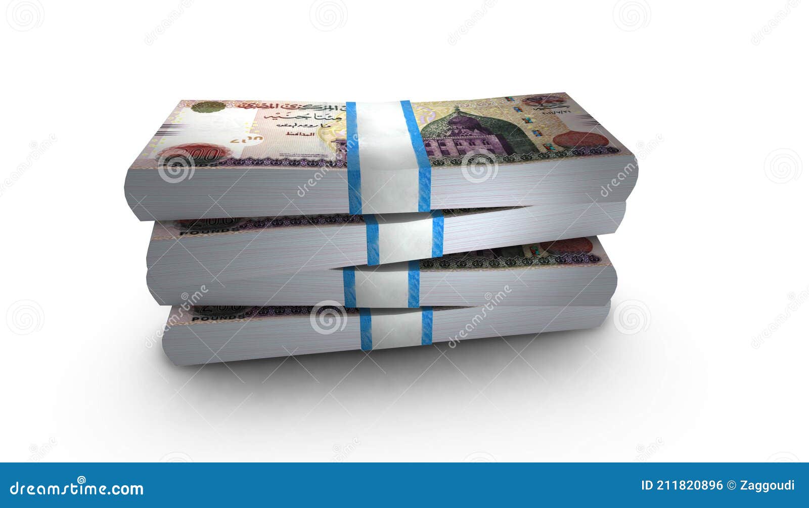 3D Stack Banknote of Egypt 200 Pounds Money Stock Illustration ...