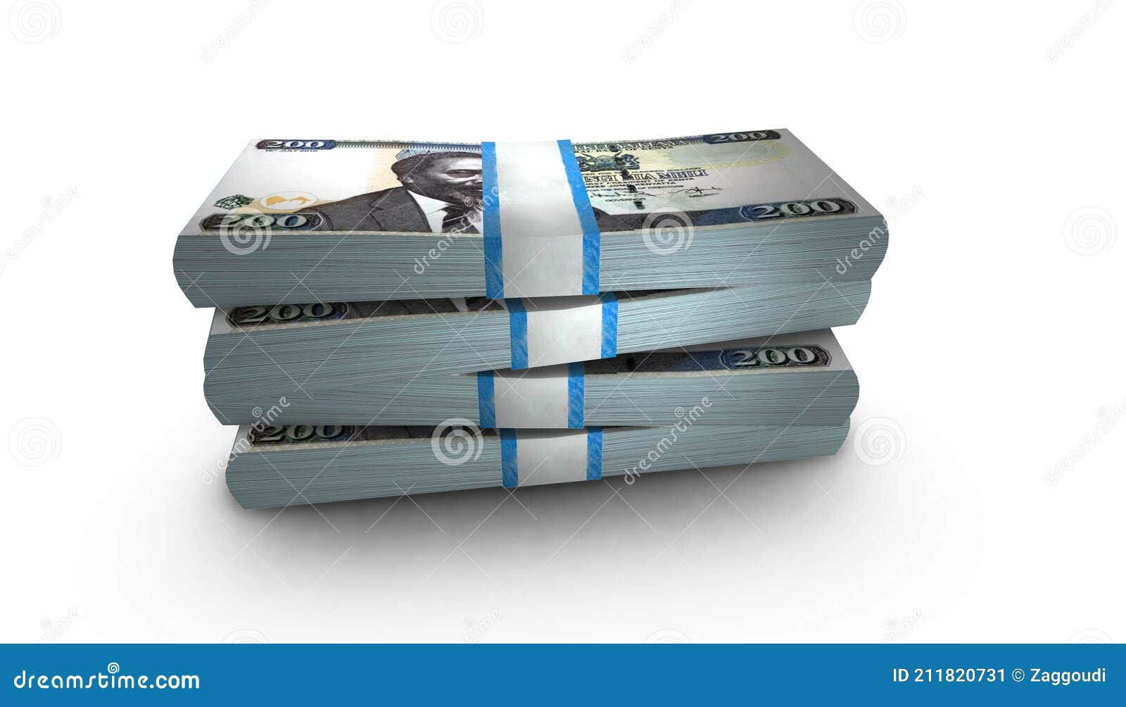 3D Stack Banknote of Kenya 200 Shillings Money Stock Illustration ...