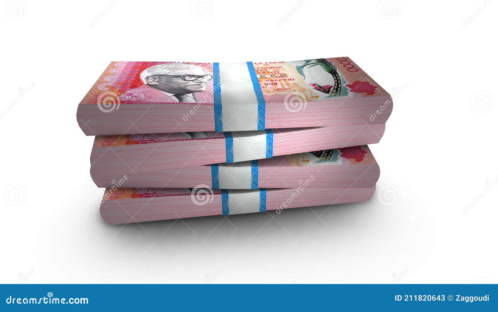 3D Stack Banknote of Mauritius 2000 Rupee Money Stock Illustration ...