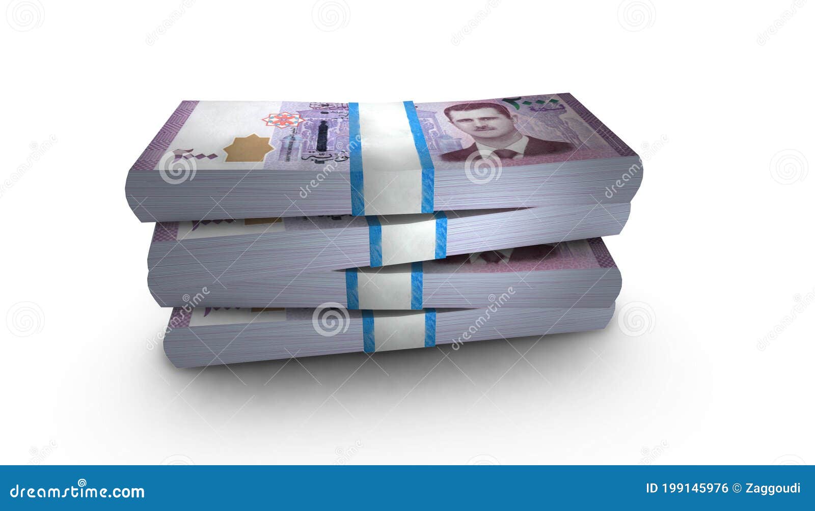 3D Stack Banknote of 2000 Syria Pound Money Stock Illustration ...