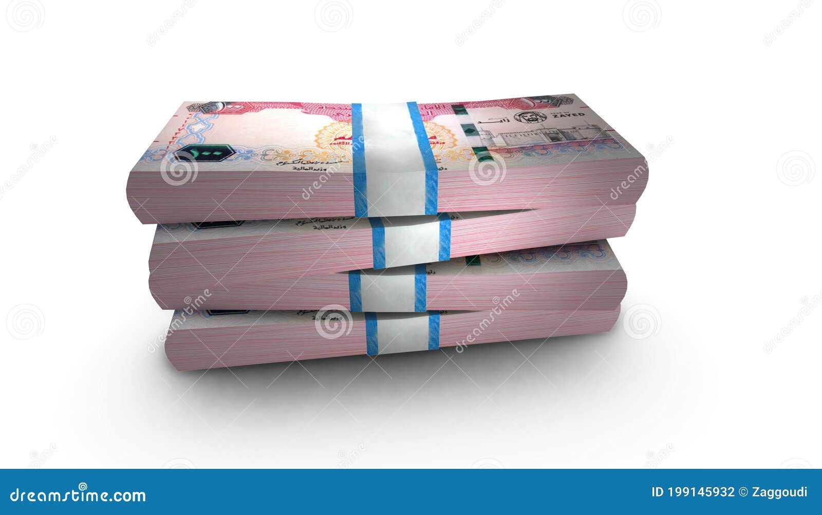 3D Stack Banknote of 100 United Arab Emirates Dirham Money Stock ...