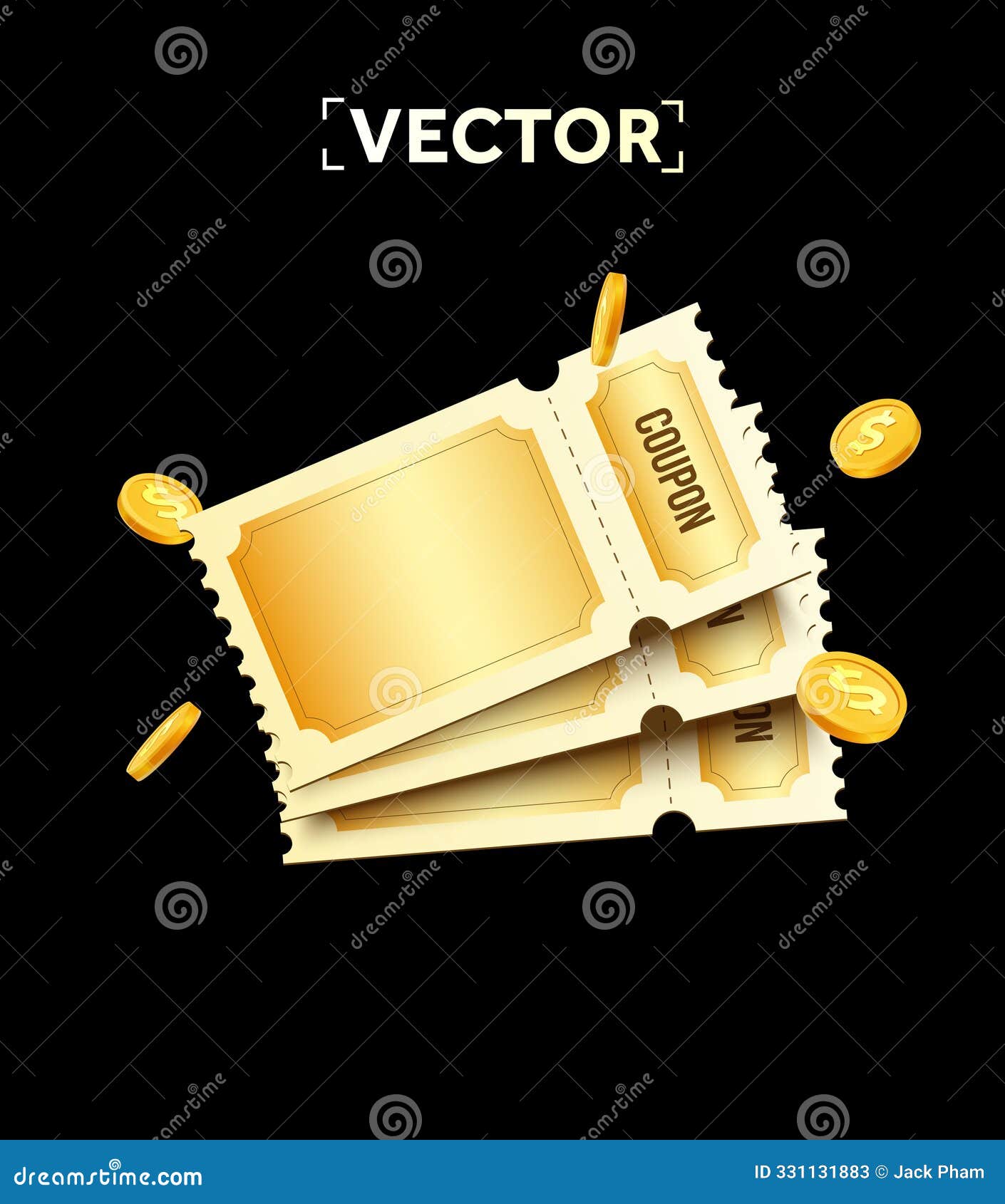 3d Stack of Blank Golden Coupons Template with Coupon Code with Golden ...