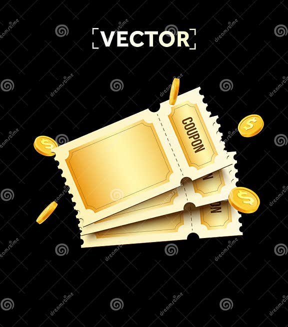 3d Stack of Blank Golden Coupons Template with Coupon Code with Golden ...
