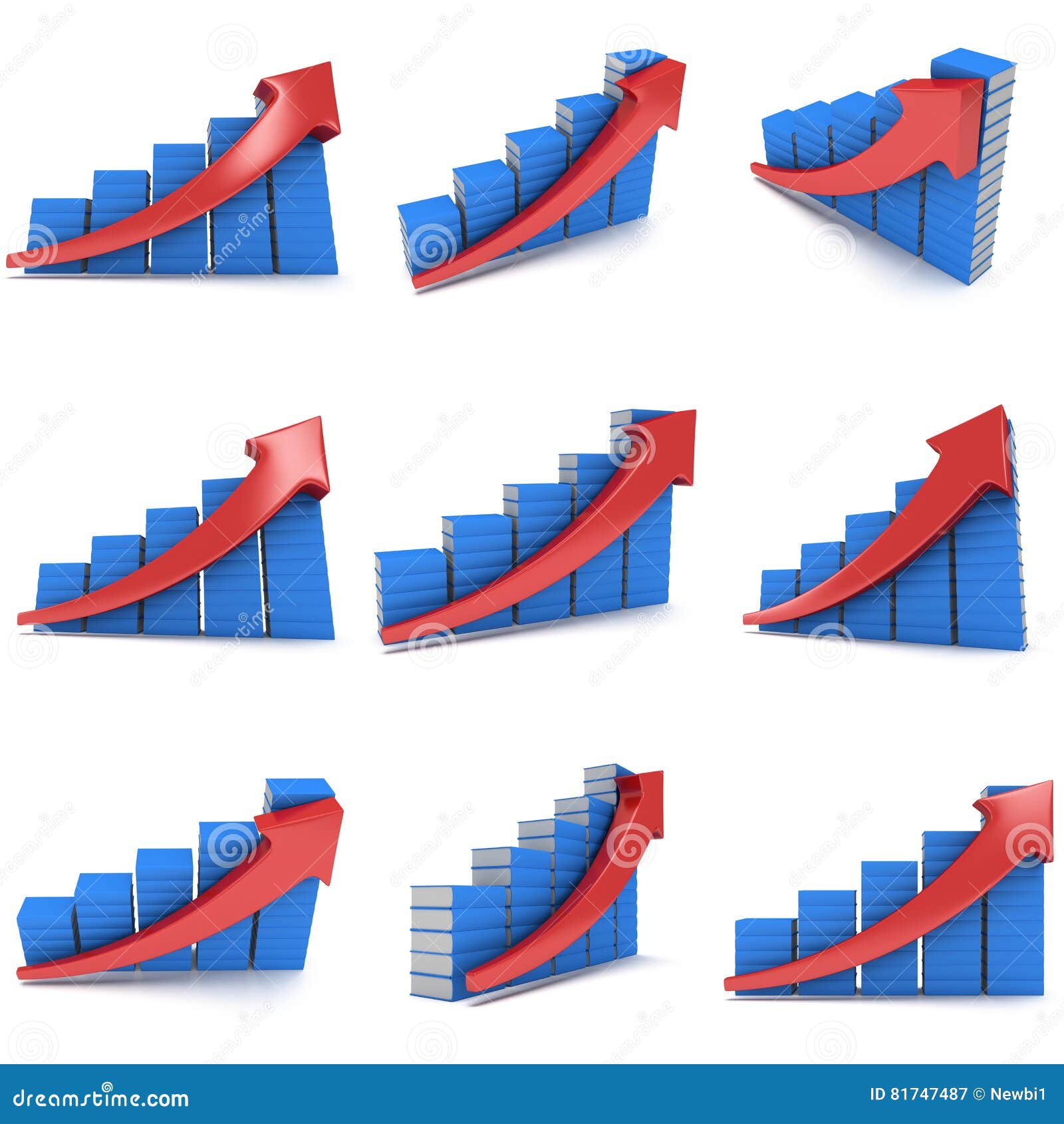 3d Stack of Books Bar Graph Chart with Red Arrow Stock Illustration ...