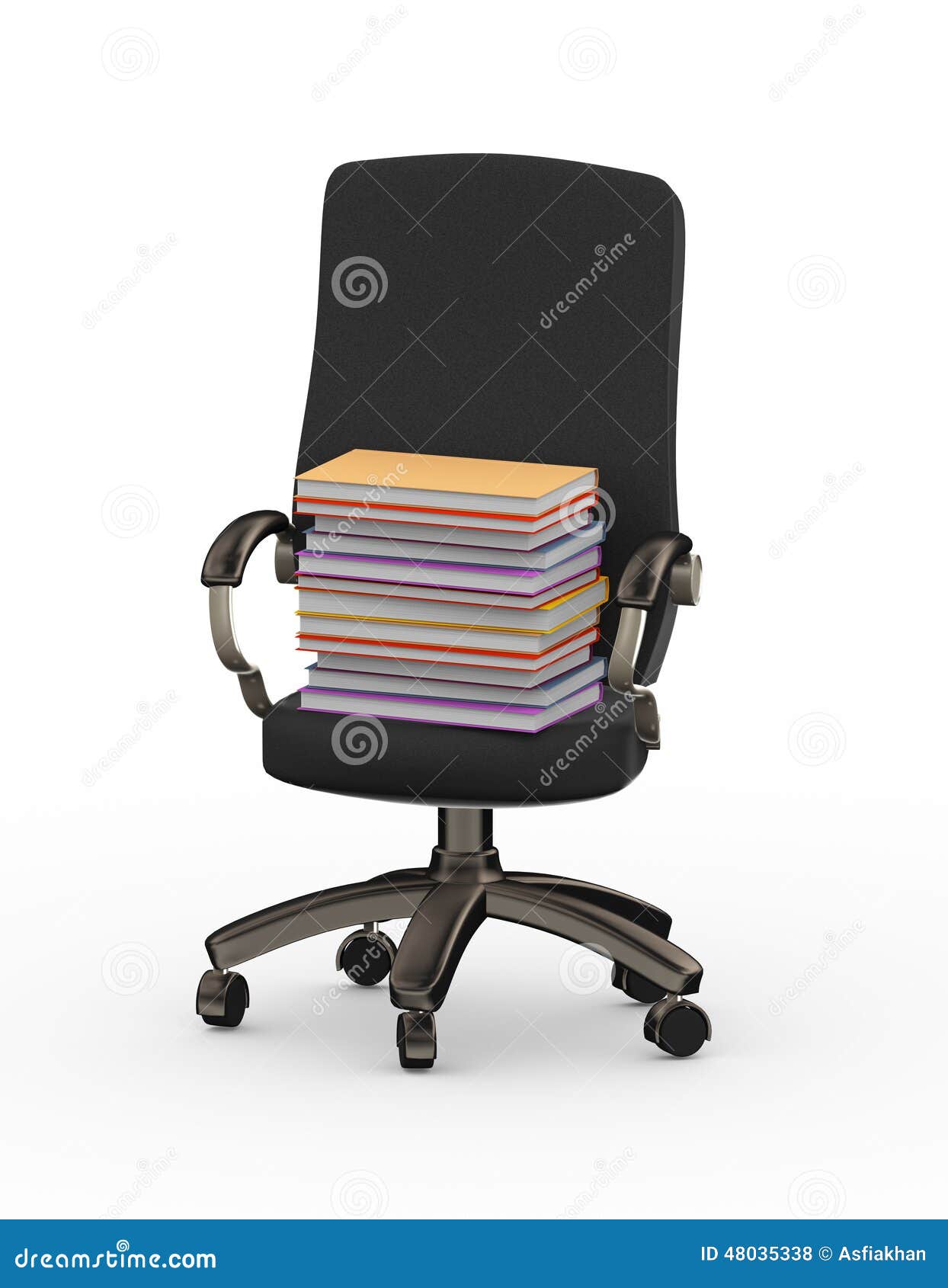 3d stack of books on chair stock illustration. Illustration of ...