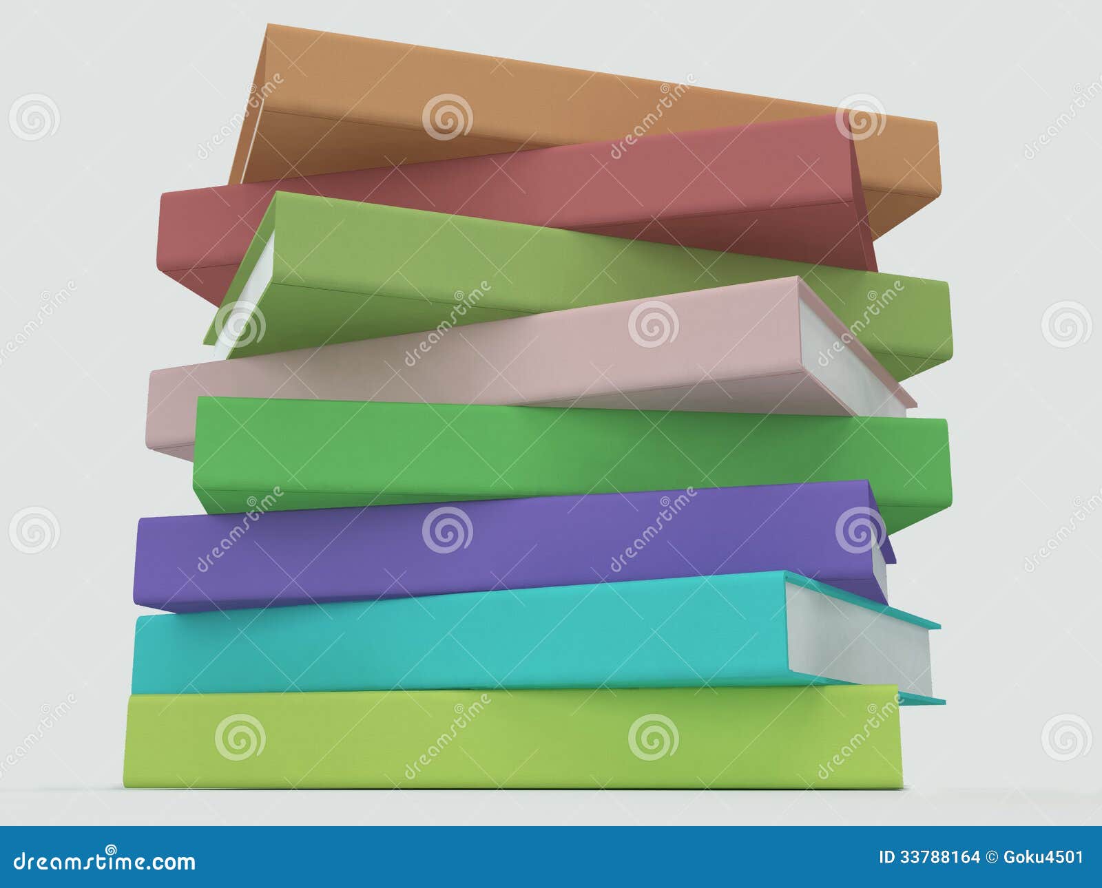 3D stack of books stock photo. Image of orange, green - 33788164