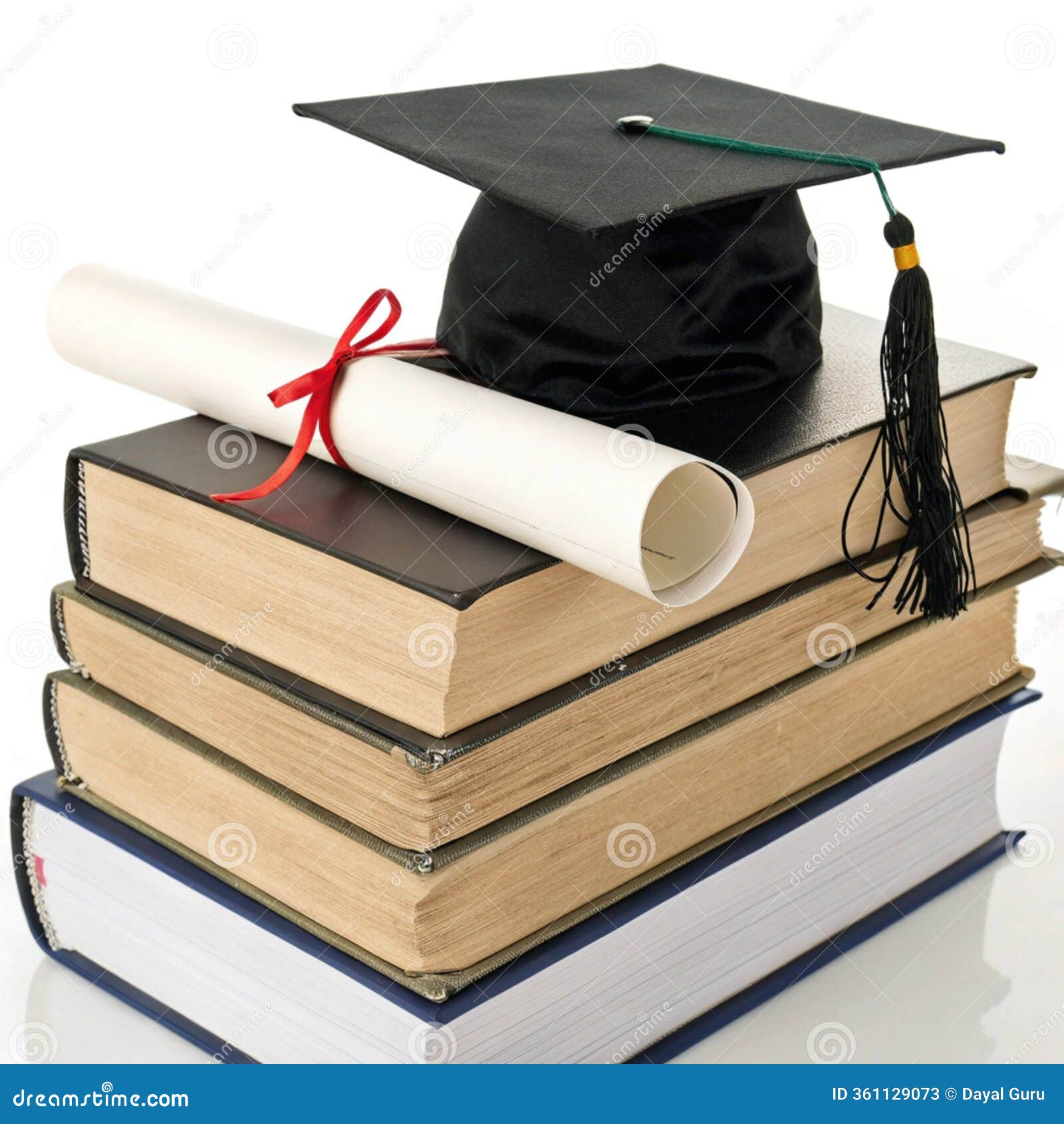 3D Stack of Books and Diploma Scroll Isolated on Transparent Background ...
