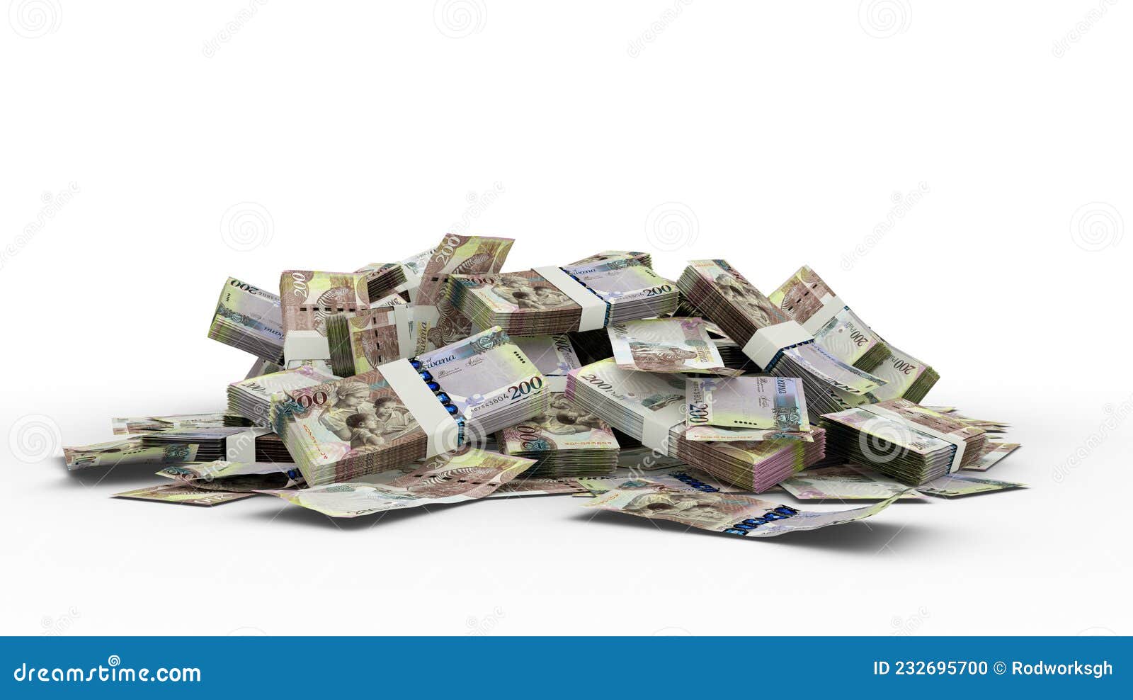 Stack of 200 Botswanan Pula Notes Stock Illustration - Illustration of ...
