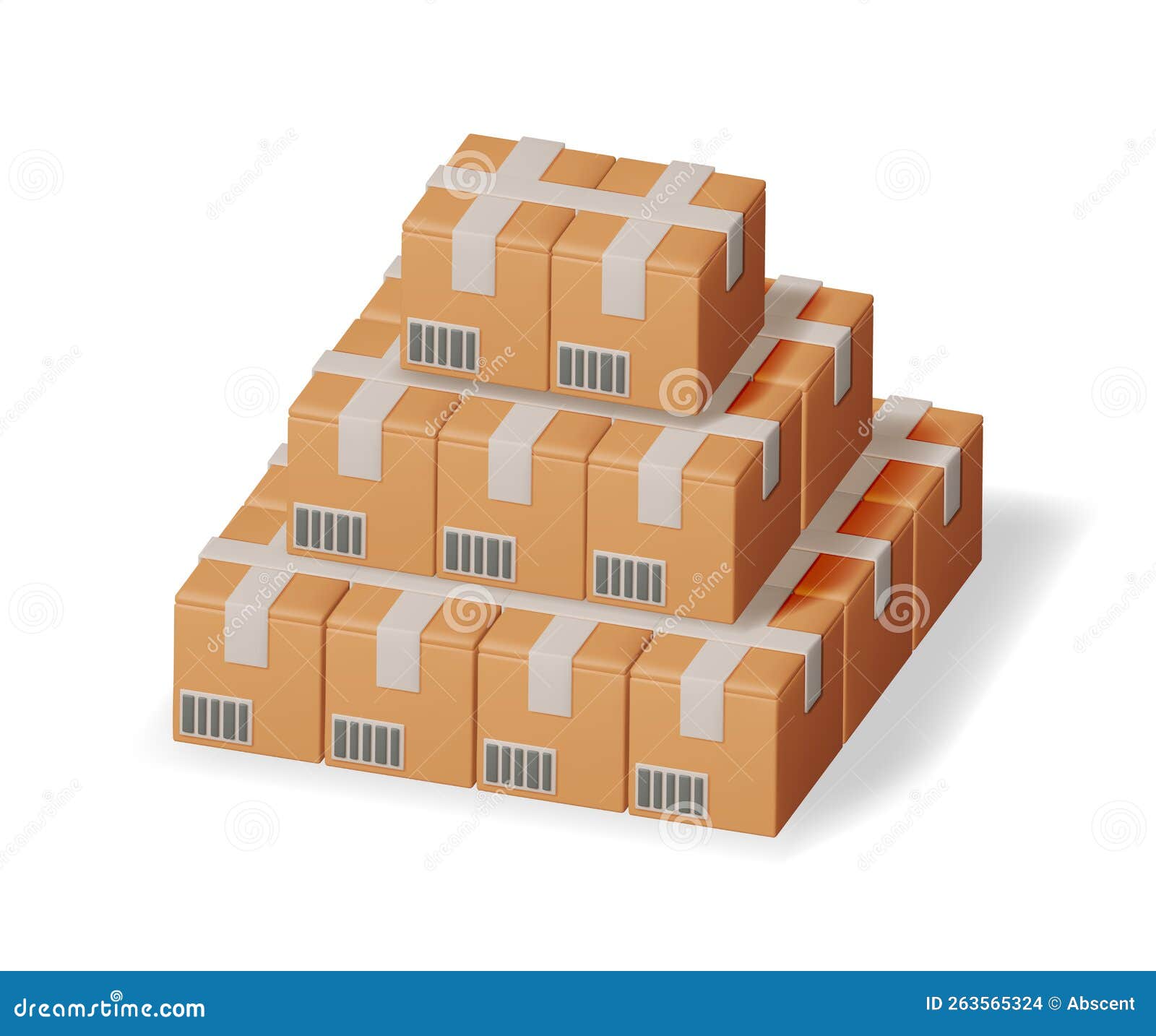 3D Stack of Cardboard Boxes Isolated. Stock Vector - Illustration of ...