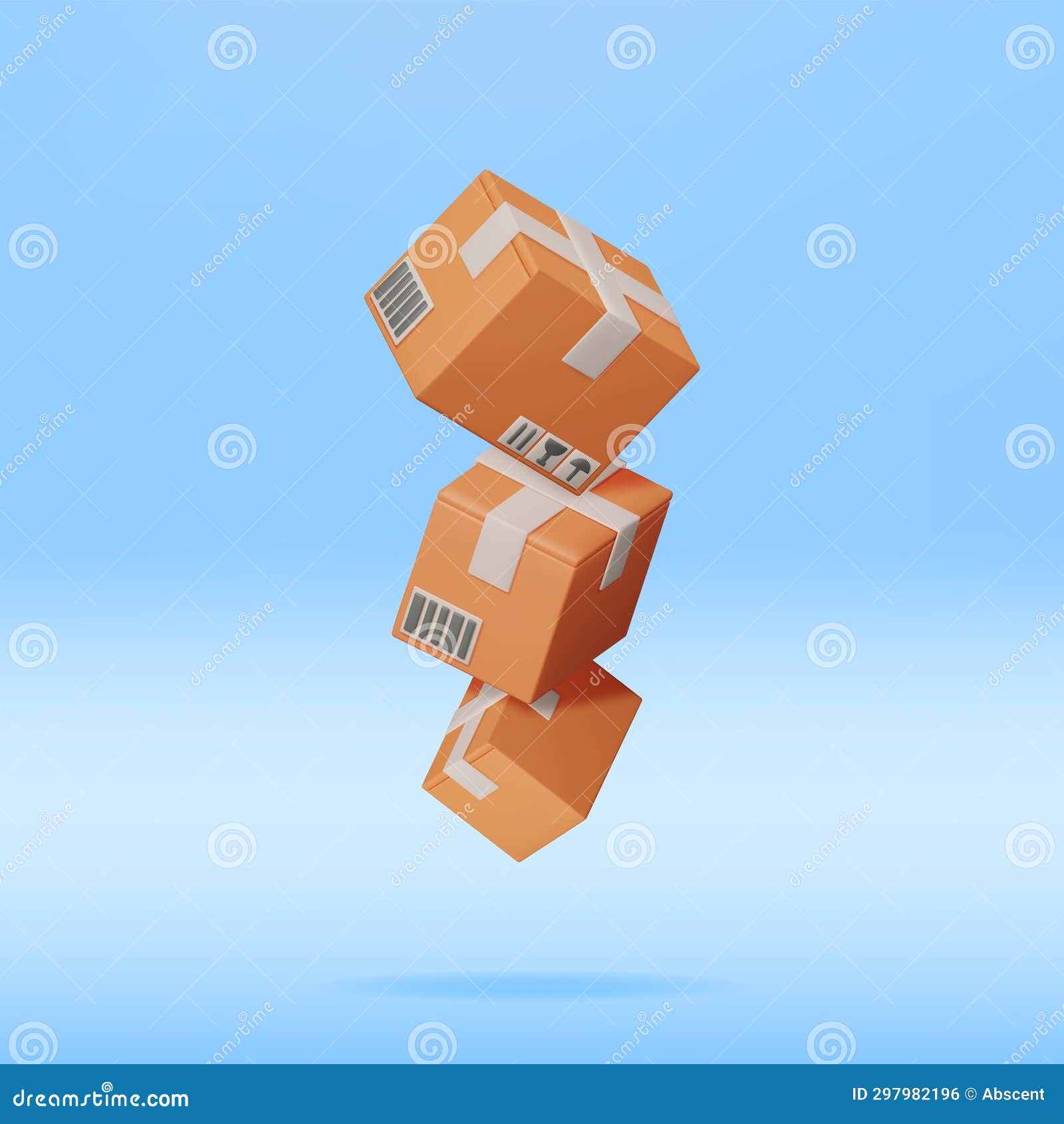 3D Stack of Cardboard Boxes Isolated. Stock Vector - Illustration of ...