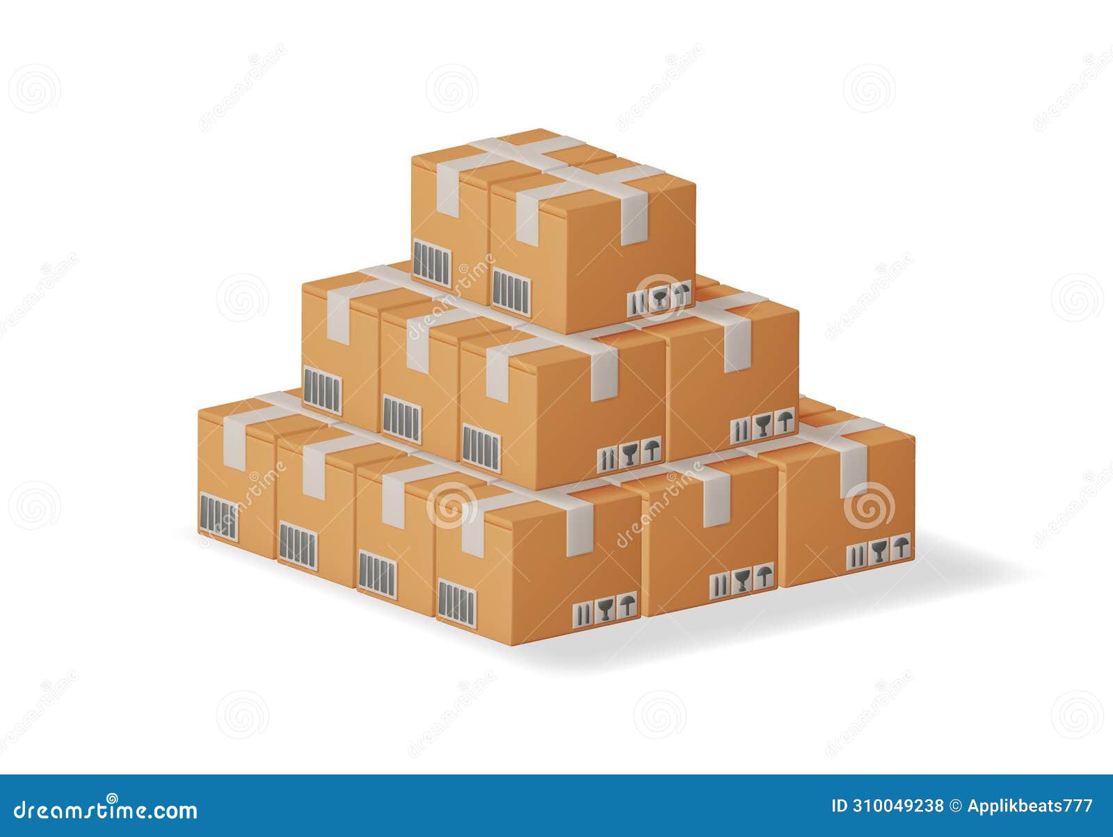 3D Stack of Cardboard Boxes Isolated Stock Vector - Illustration of ...