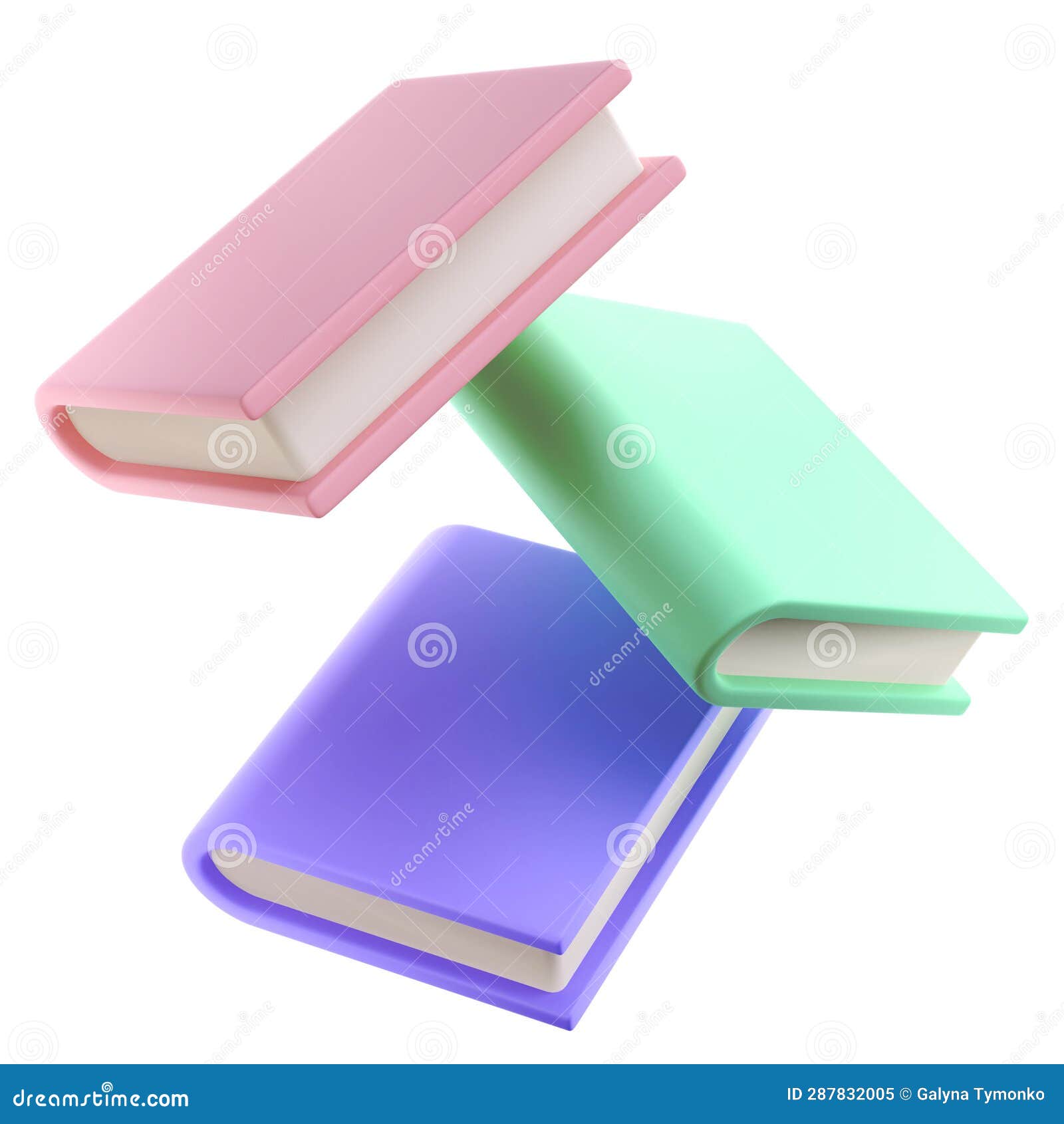 3D Stack of Closed Book Falling Down in Air Icon. Isolated with ...