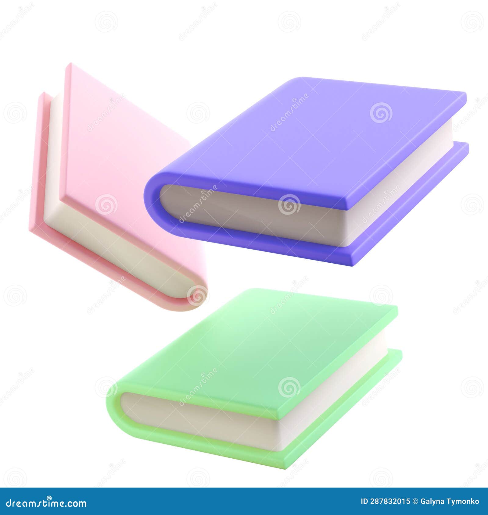 3D Stack of Closed Book Falling Down in Air Icon. Isolated with ...