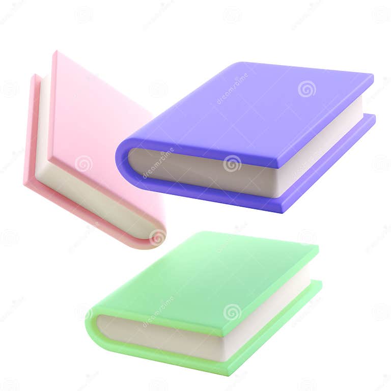 3D Stack of Closed Book Falling Down in Air Icon. Isolated with ...