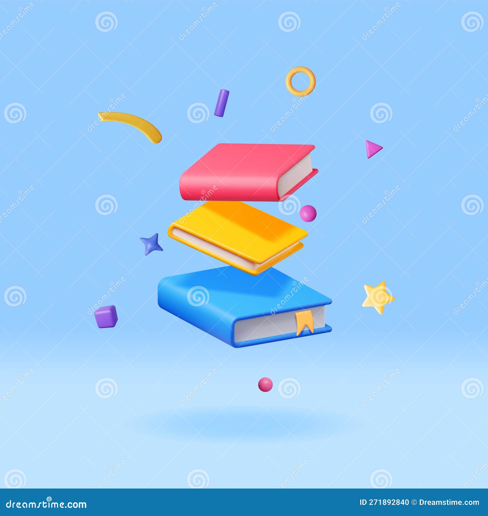 3D Stack of Falling Closed Books Stock Illustration - Illustration of ...