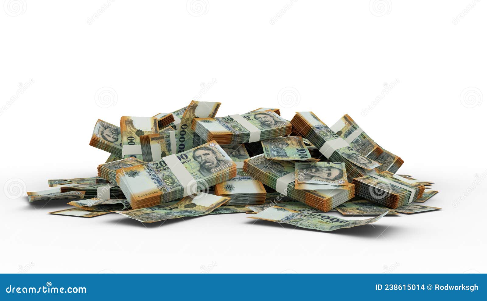 Stack of 20000 Hungarian Forint Notes Isolated on White Background ...