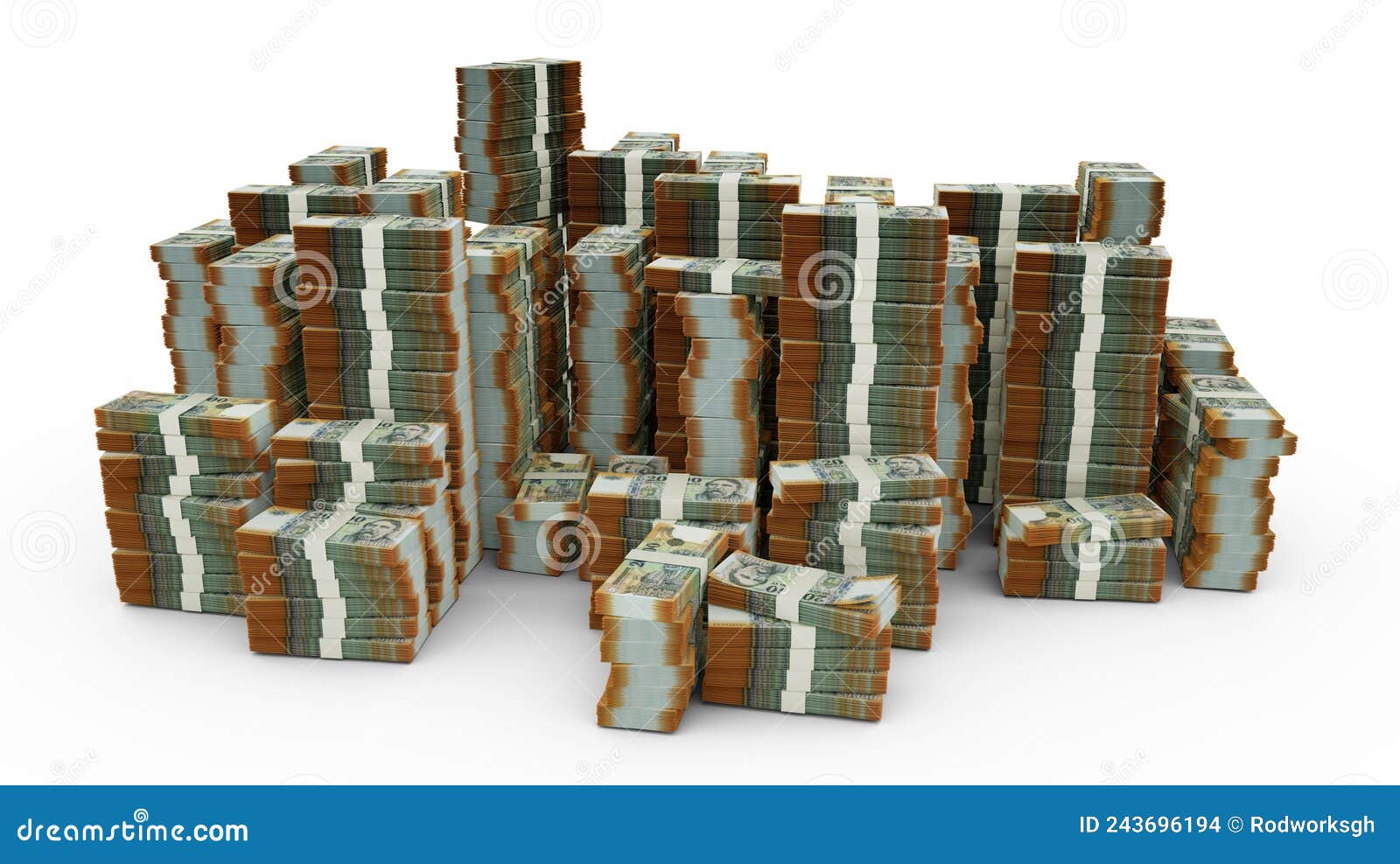 3D Stack of 20000 Hungarian Forint Notes Isolated on White Background ...