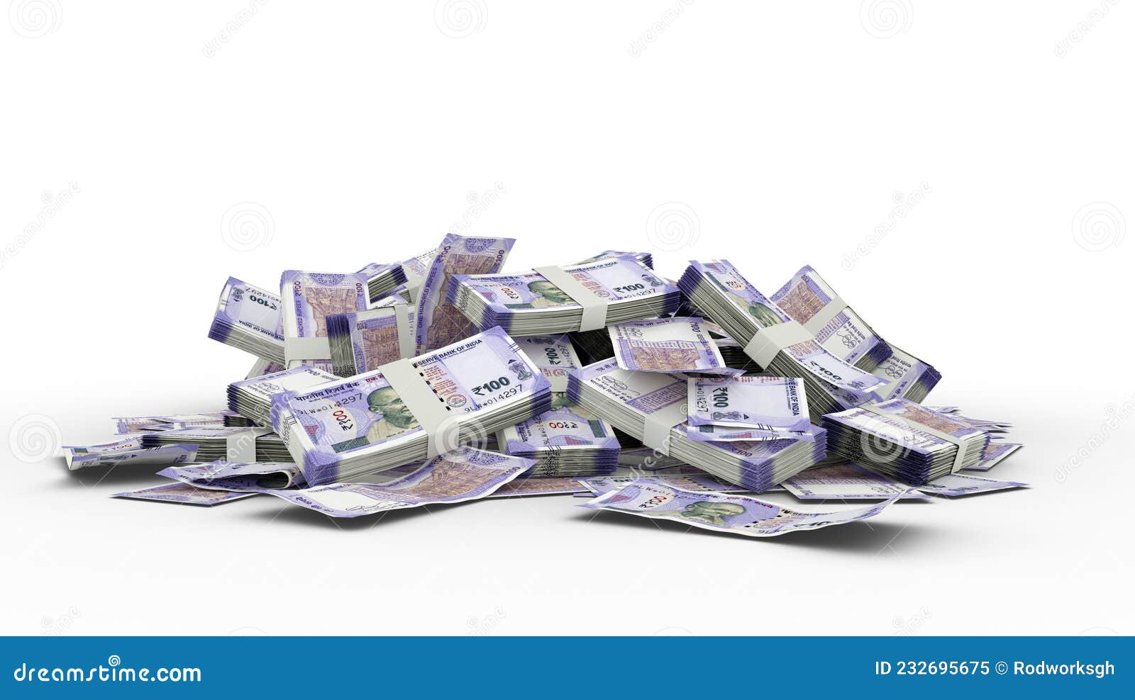 Stack of 100 Indian Rupee Notes Stock Illustration - Illustration of ...
