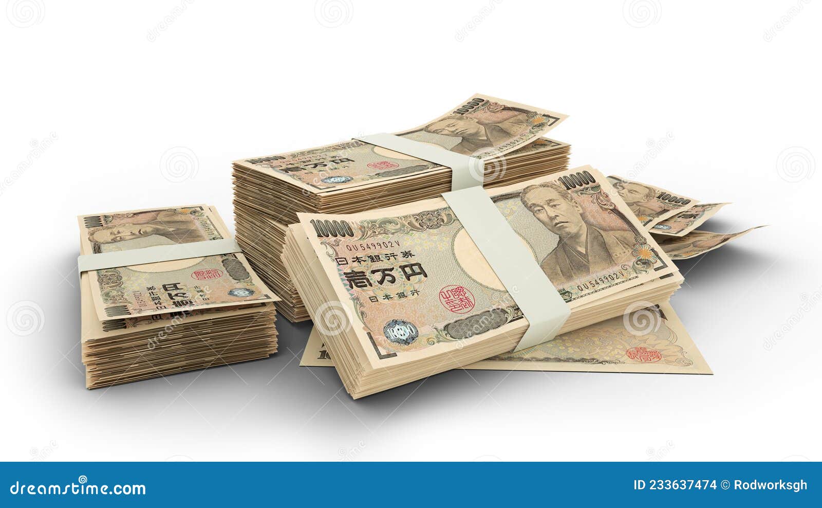 Stack of 1000 Japanese Yen Notes Stock Photo - Image of drawing, stack ...
