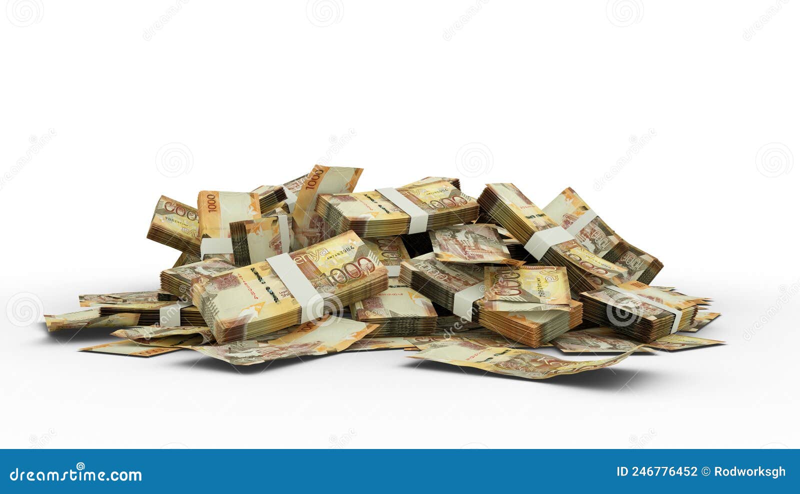 3D Pile Of Kenya 200 Shillings Money Banknote Royalty-Free Stock Image ...