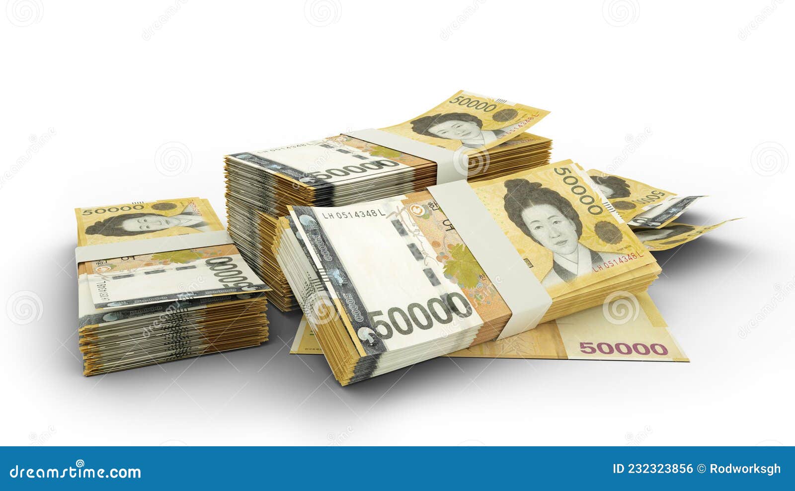 Stack of Korean won notes stock photo. Illustration of file - 232323856