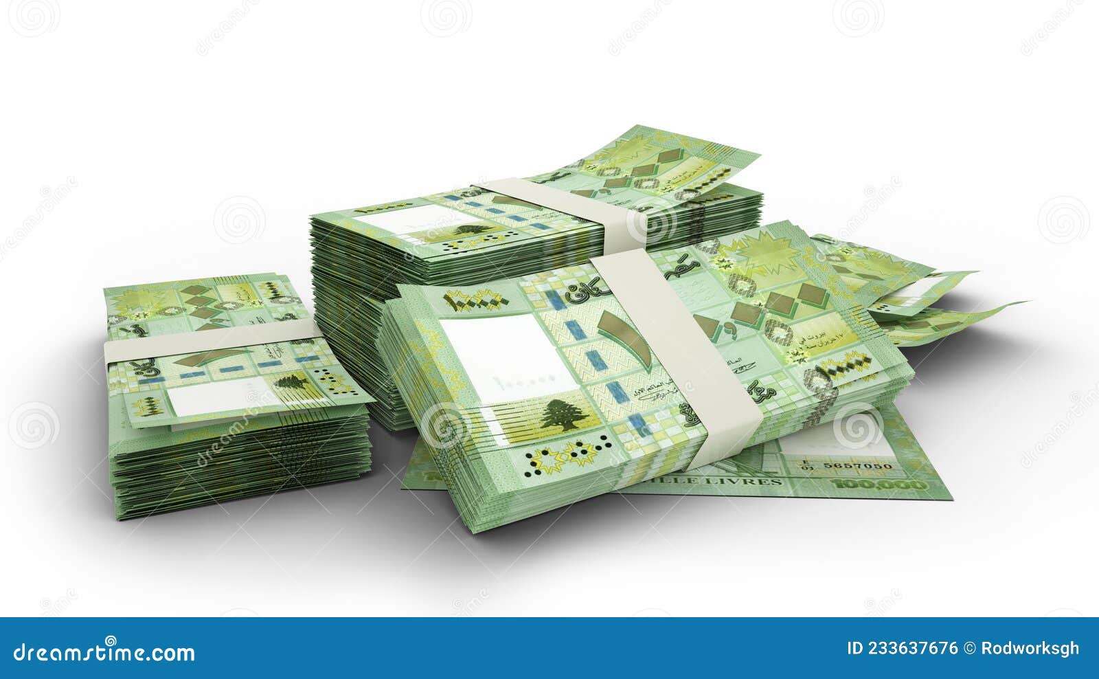Stack of Lebanese Pound Notes Isolated on White Background Stock ...