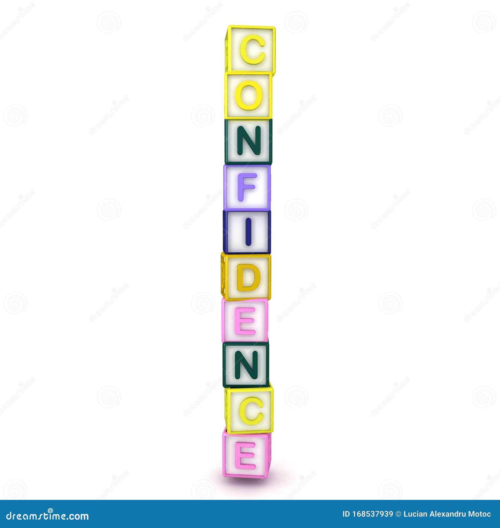 3D Stack of Letters Saying CONFIDENCE Stock Illustration - Illustration ...